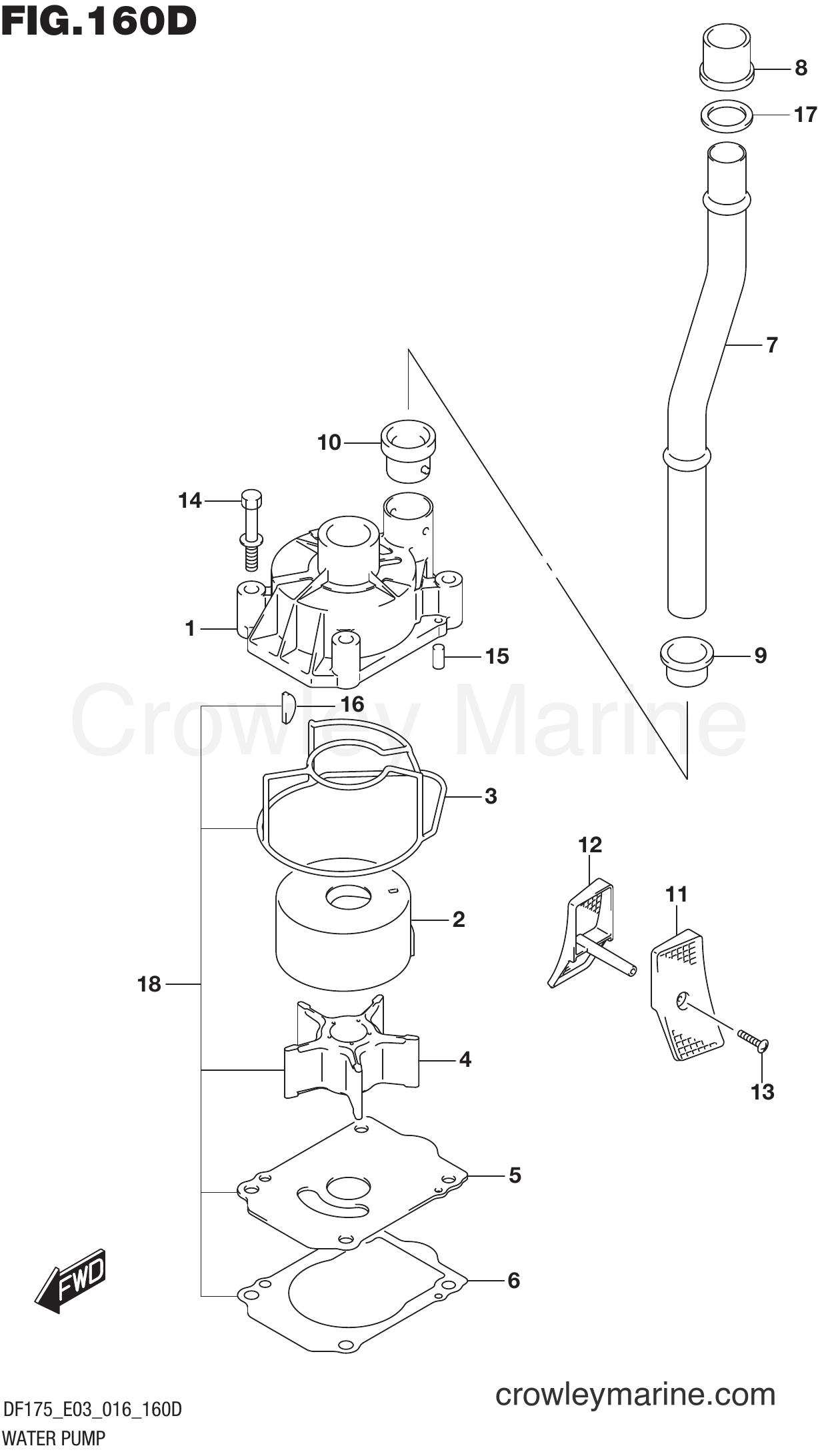 WATER PUMP (DF150ZG E03) - Serial Range Four-Stroke Outboard 150 DF150 610001~ | Crowley Marine