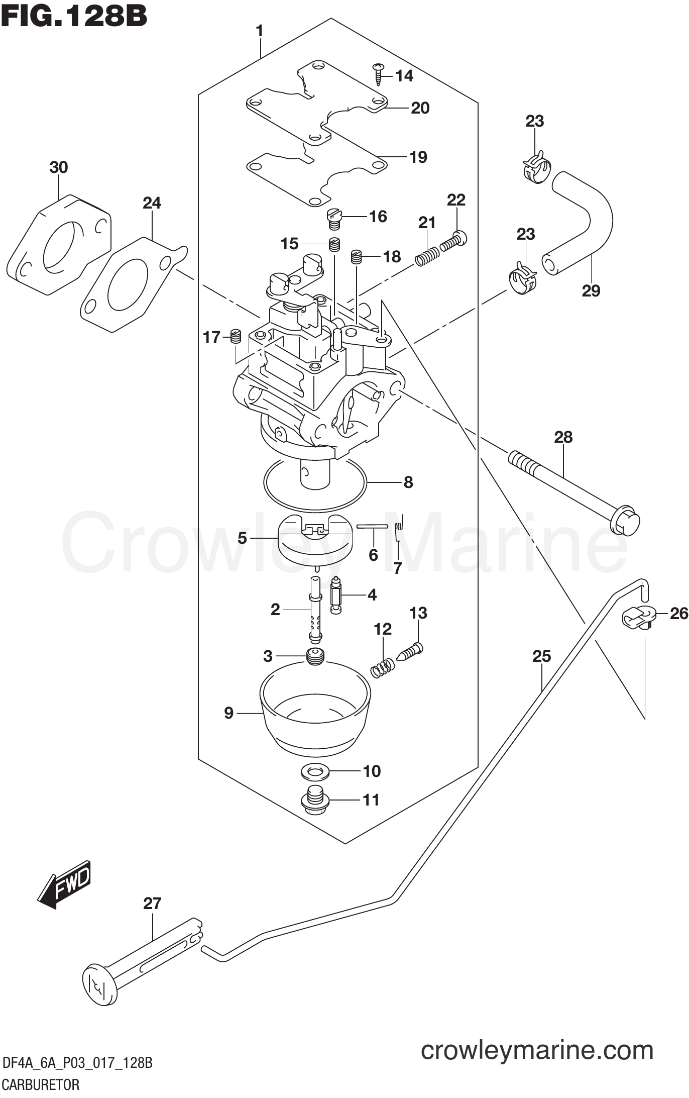CARBURETOR (DF6A P03) - Serial Range Four-Stroke Outboard 4 DF4A 710001 ...