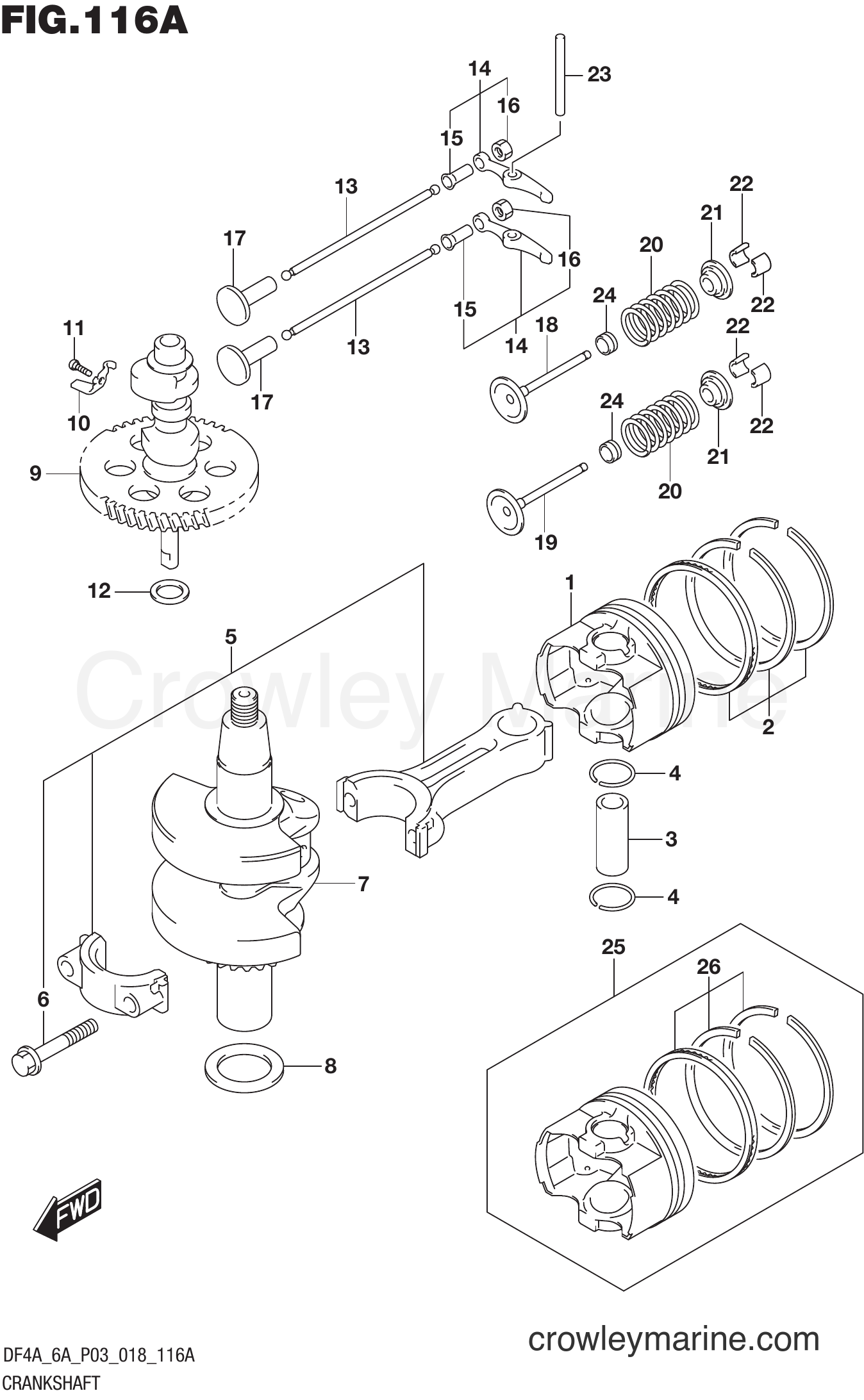 CRANKSHAFT - Serial Range Four-Stroke Outboard 6 DF6A 810001~ | Crowley ...