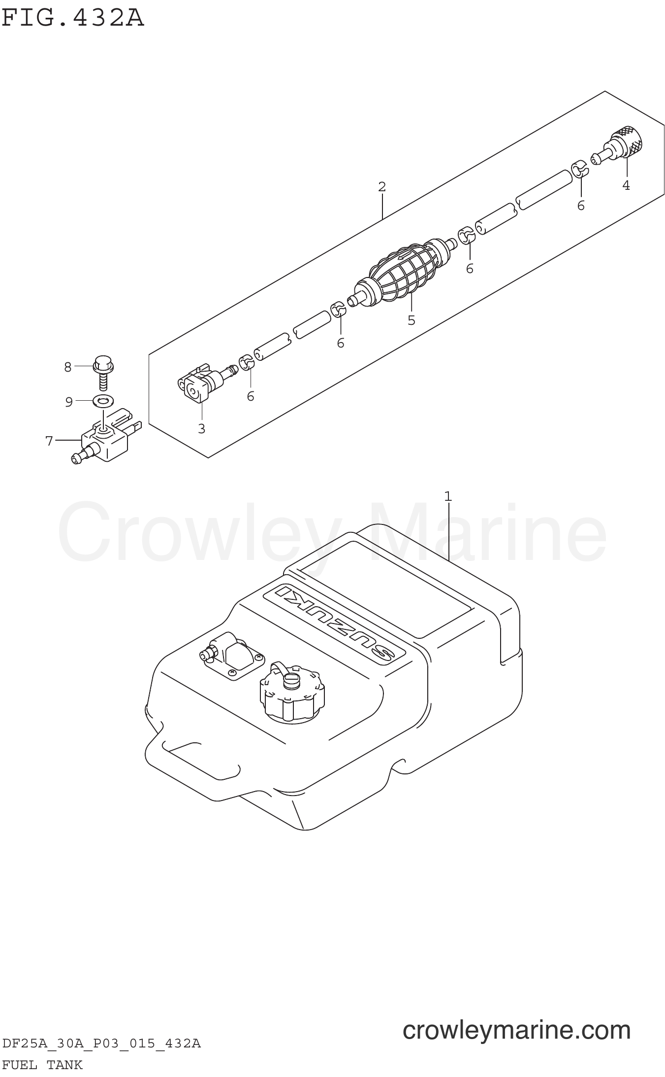FUEL TANK - Serial Range Four-Stroke Outboard 25 DF25A 510001 ...