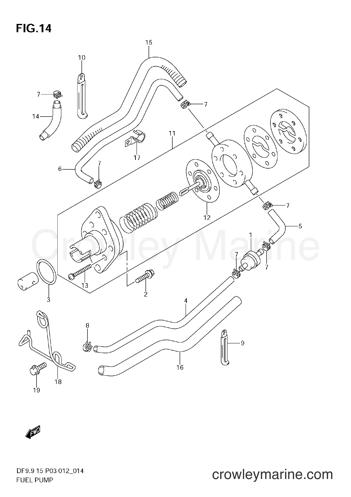 FUEL PUMP (DF15) - Serial Range Four-Stroke Outboard 15 DF15 11503F ...