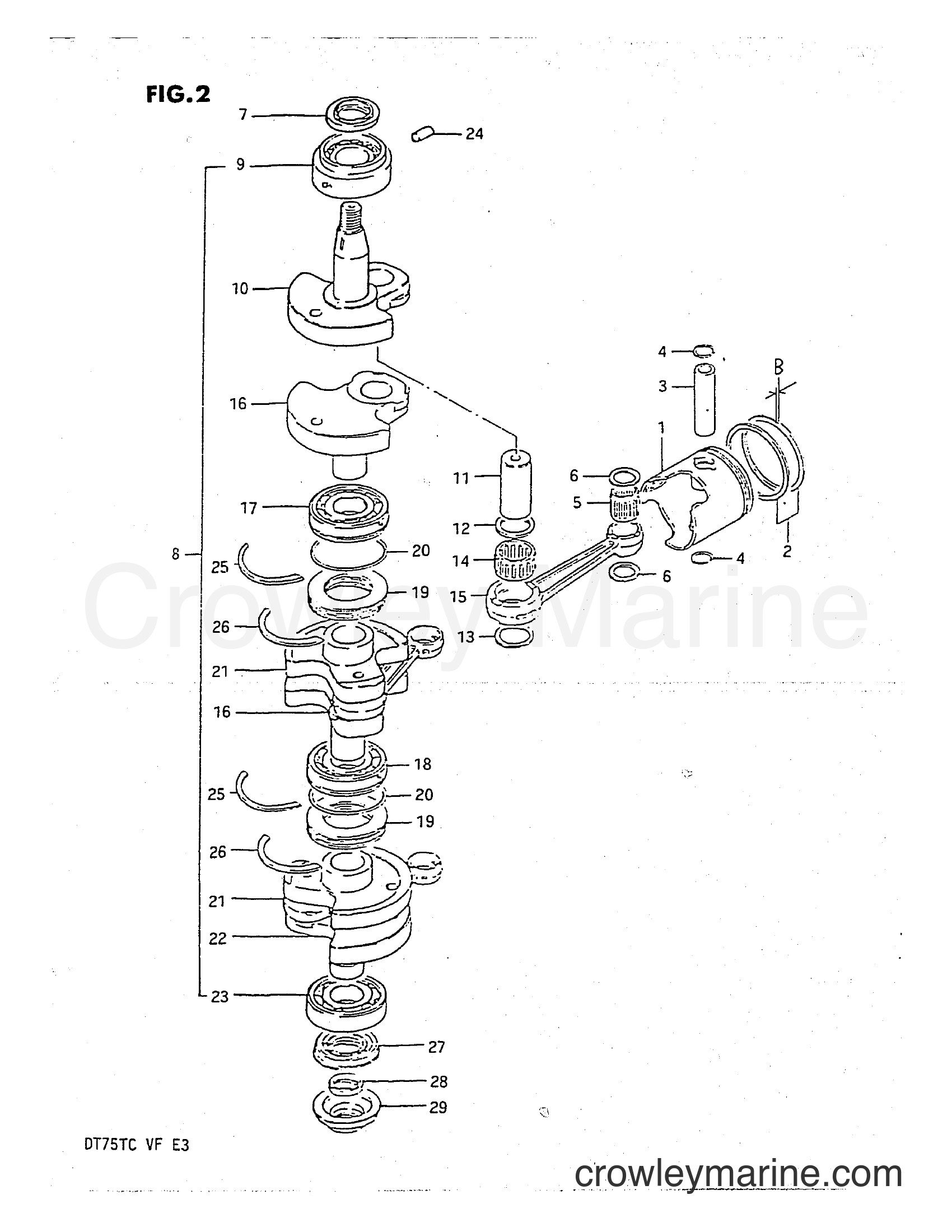 CRANKSHAFT - 1983 Two-Stroke Outboard 75 DT75 | Crowley Marine