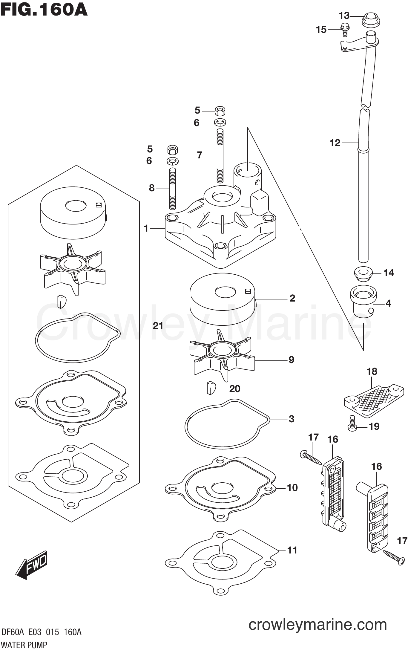 WATER PUMP (DF40A E03) - Serial Range Four-Stroke Outboard 40 DF40AT ...