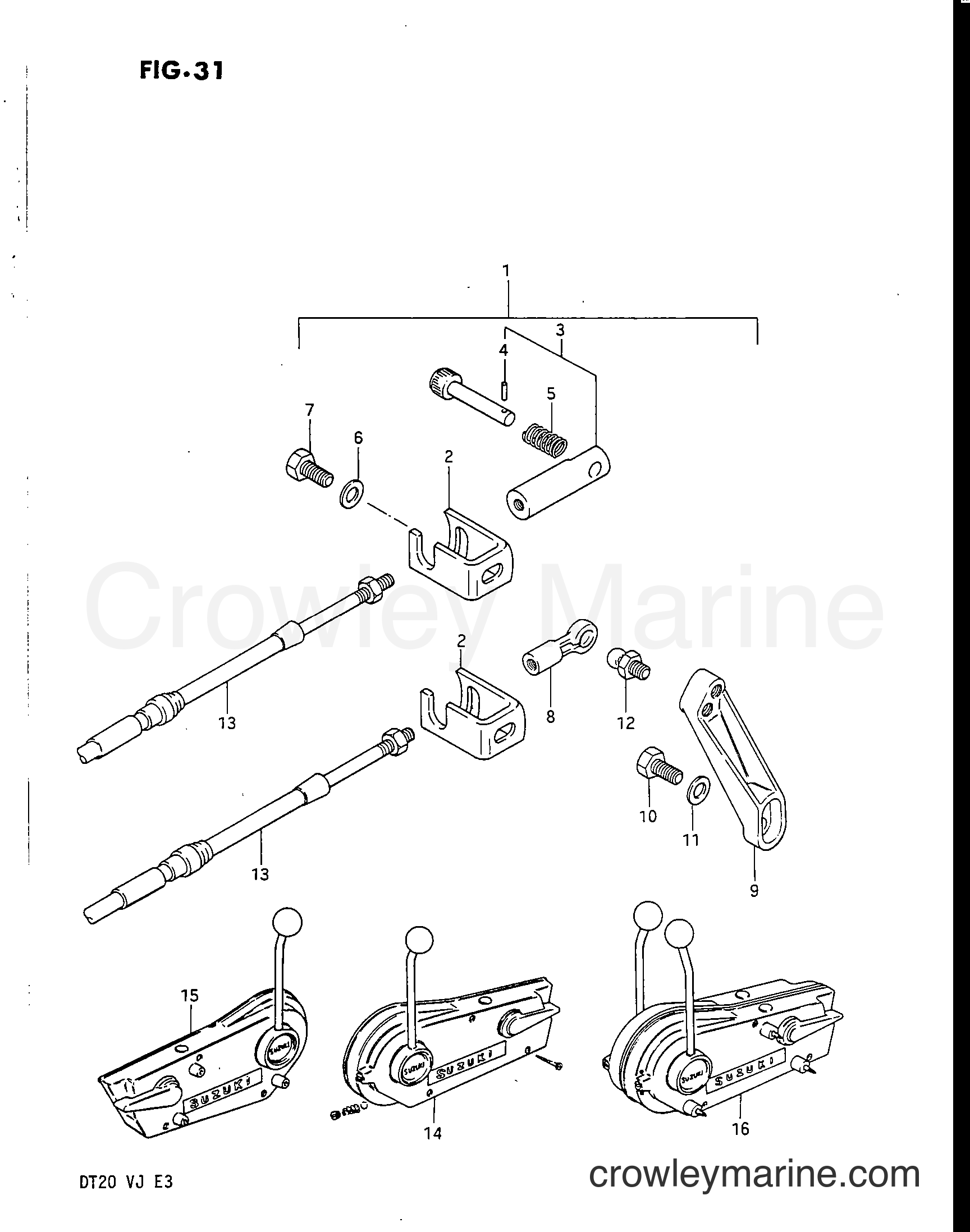 OPTIONAL : REMOTE CONTROL PARTS - 1986 Two-Stroke Outboard 20 DT20 ...