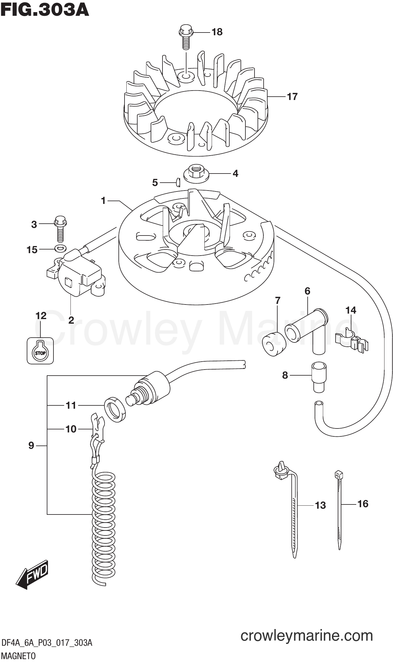 MAGNETO - Serial Range Four-Stroke Outboard 6 DF6A 710001~ | Crowley Marine