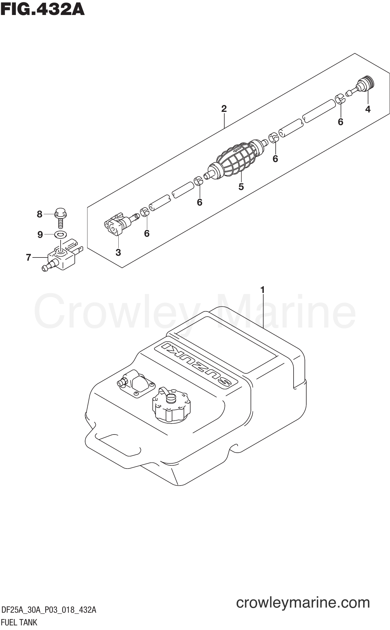 FUEL TANK - Serial Range Four-Stroke Outboard 25 DF25A 810001 ...