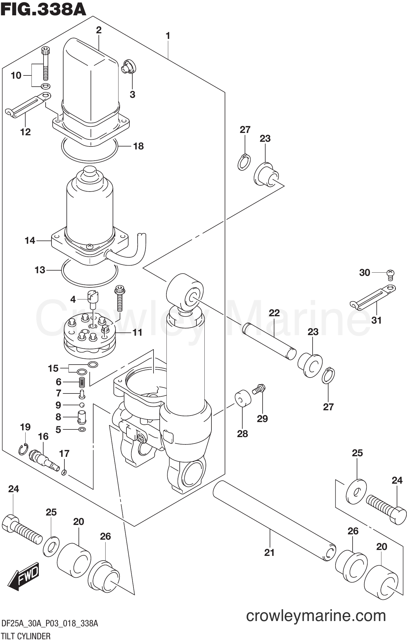 TILT CYLINDER (DF25AT)(DF25ATH)(DF30AT)(DF30ATH) - Serial Range Four ...