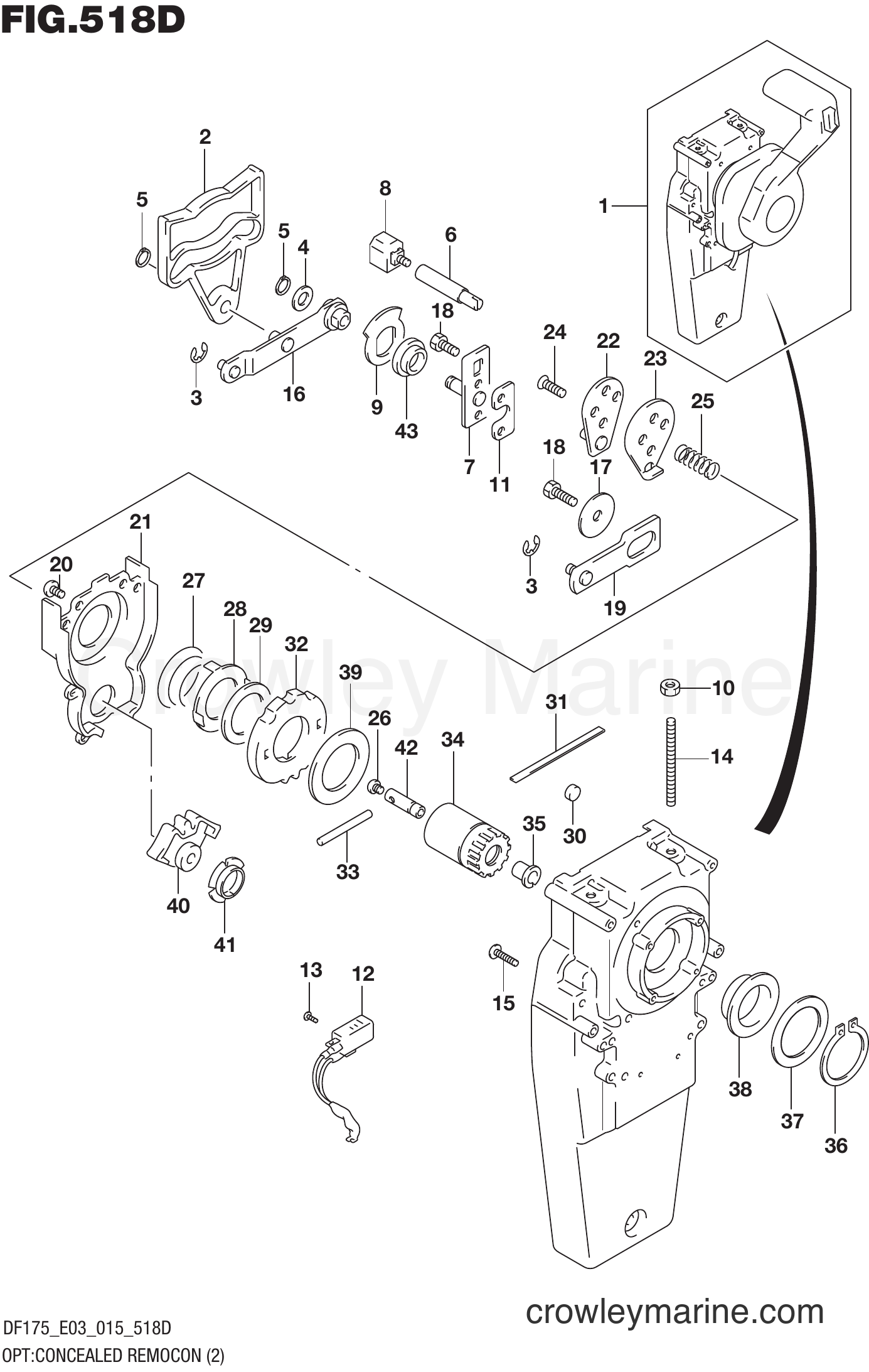 OPT:CONCEALED REMOCON (2) (DF175Z E03) - Serial Range Four-Stroke Outboard 150 DF150 51001 ...