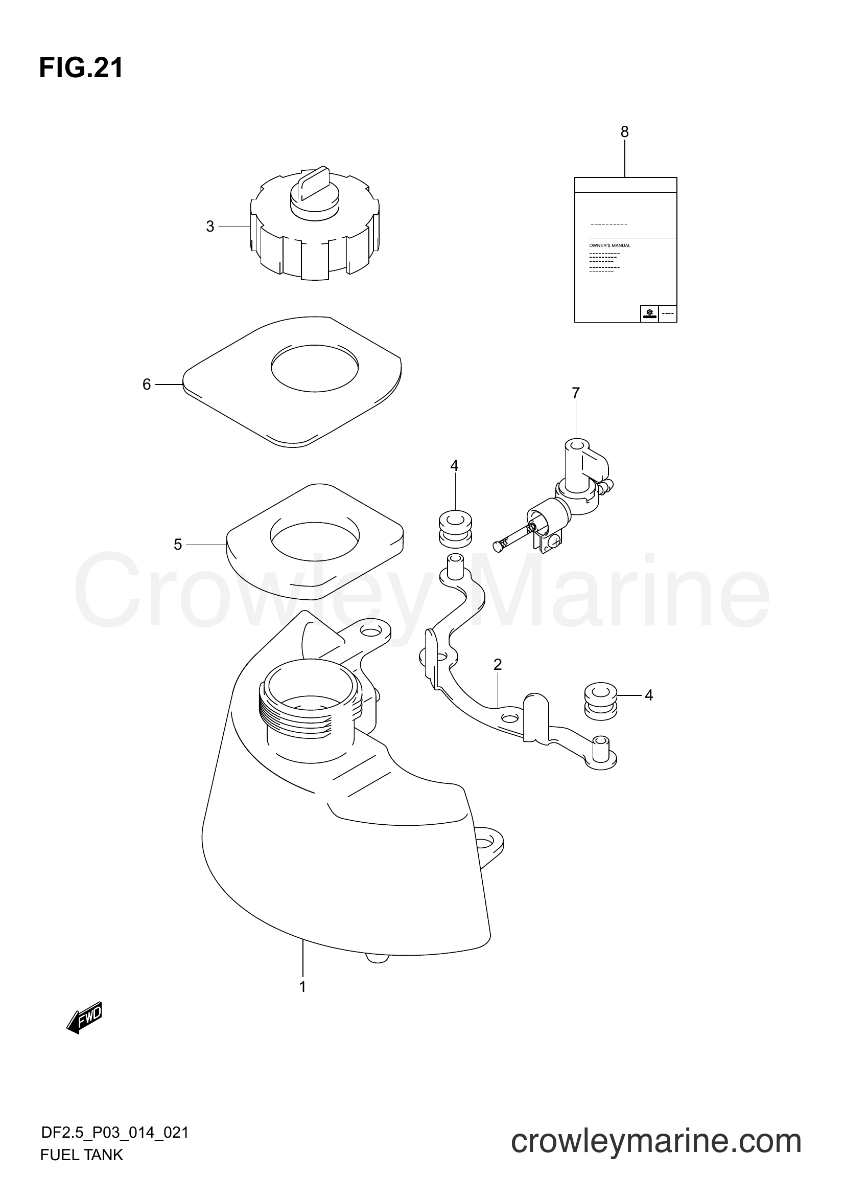 FUEL TANK - Serial Range Four-Stroke Outboard 2.5 DF2.5 00252F-410001 ...
