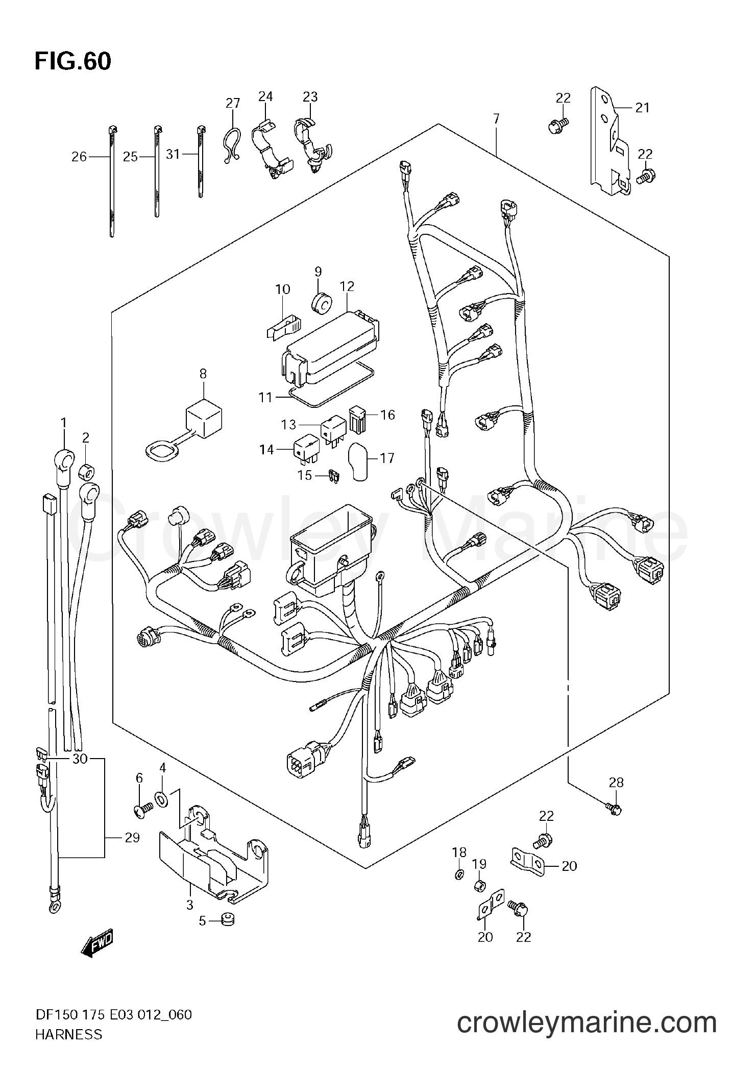HARNESS (DF150Z) - Serial Range Four-Stroke Outboard 150 DF150 15002F-210001~ | Crowley Marine