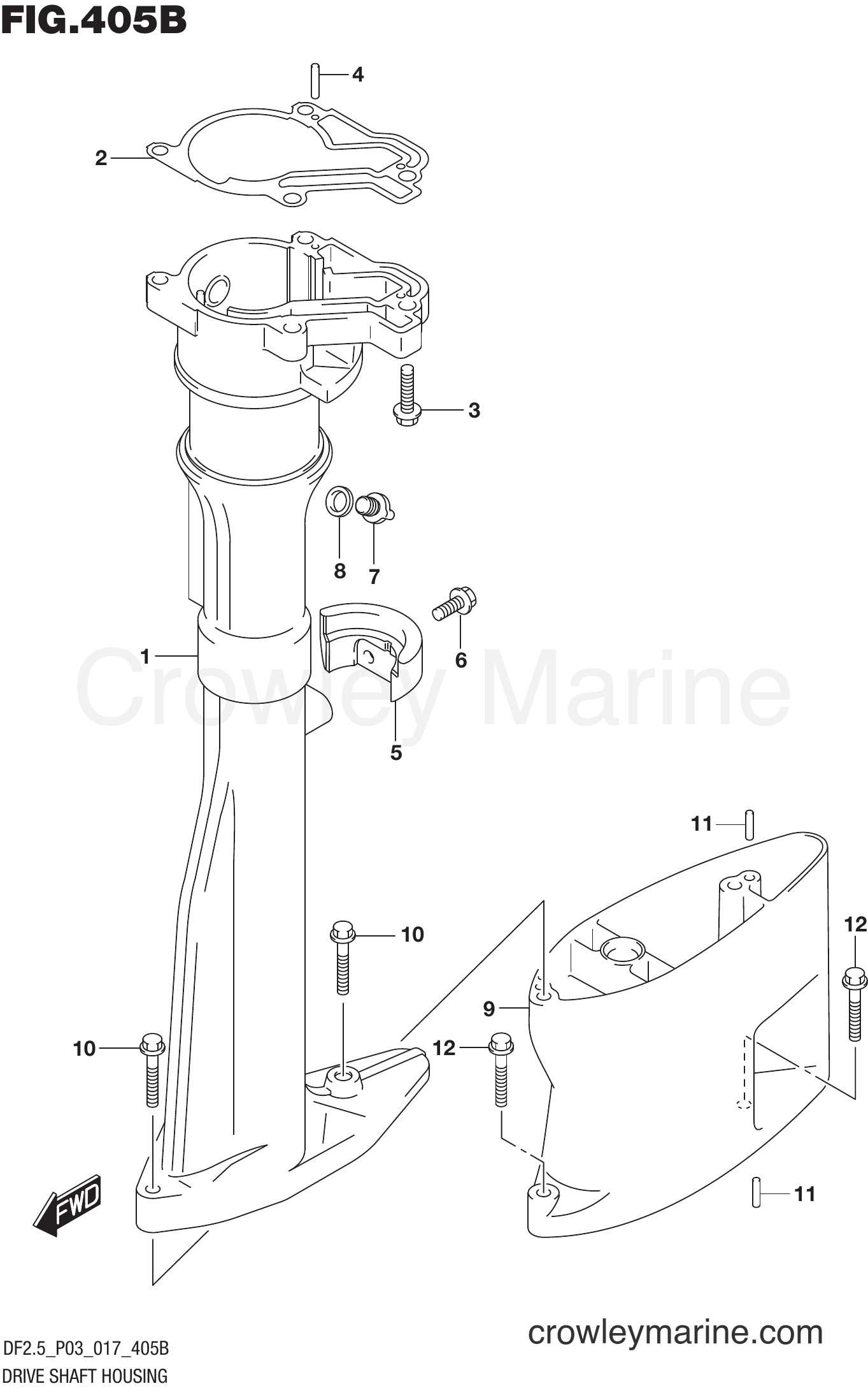 DRIVE SHAFT HOUSING TRANSOM(L) - Serial Range Four-Stroke Outboard 2.5 ...