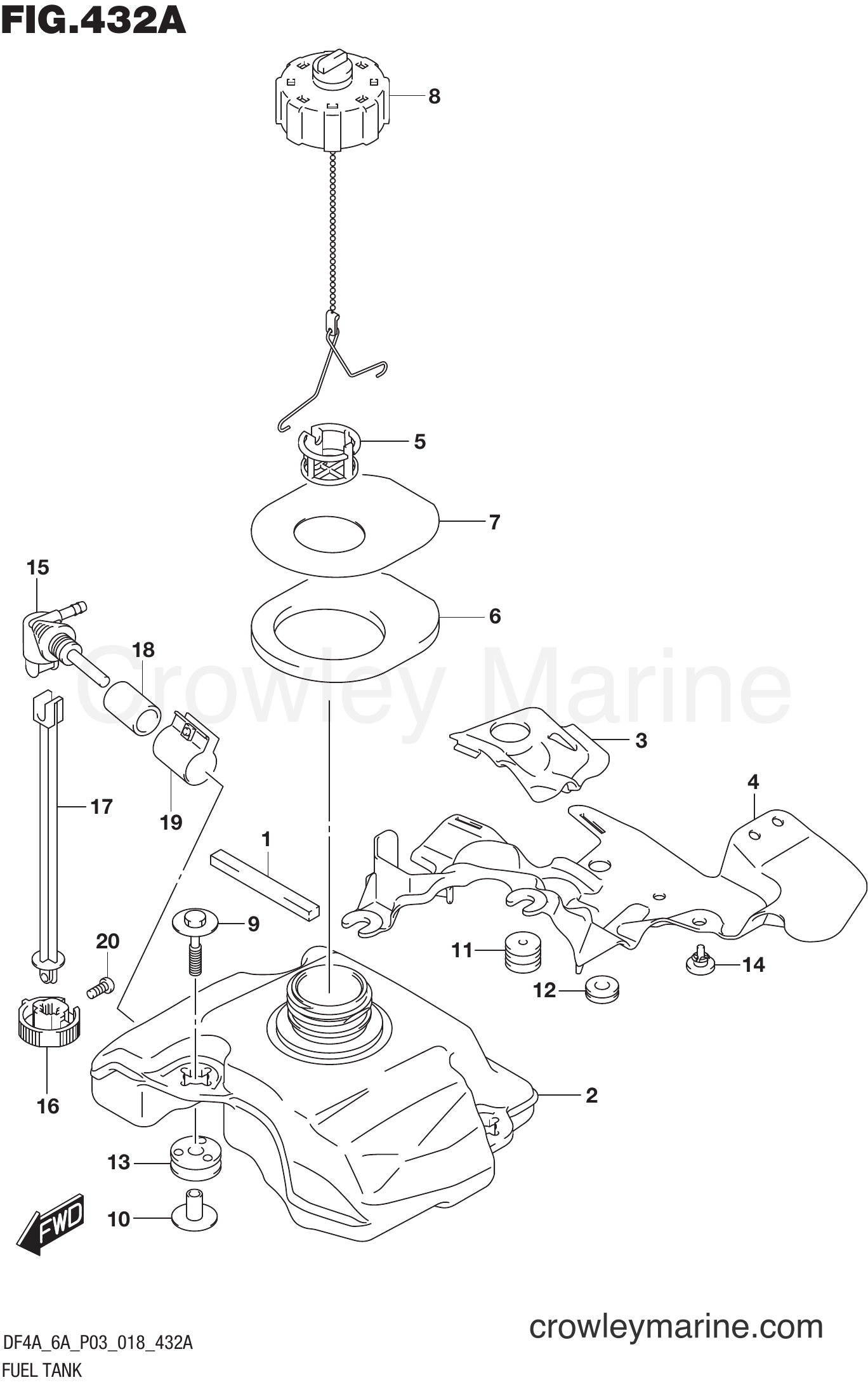 FUEL TANK - Serial Range Four-Stroke Outboard 4 DF4A 810001~ | Crowley ...