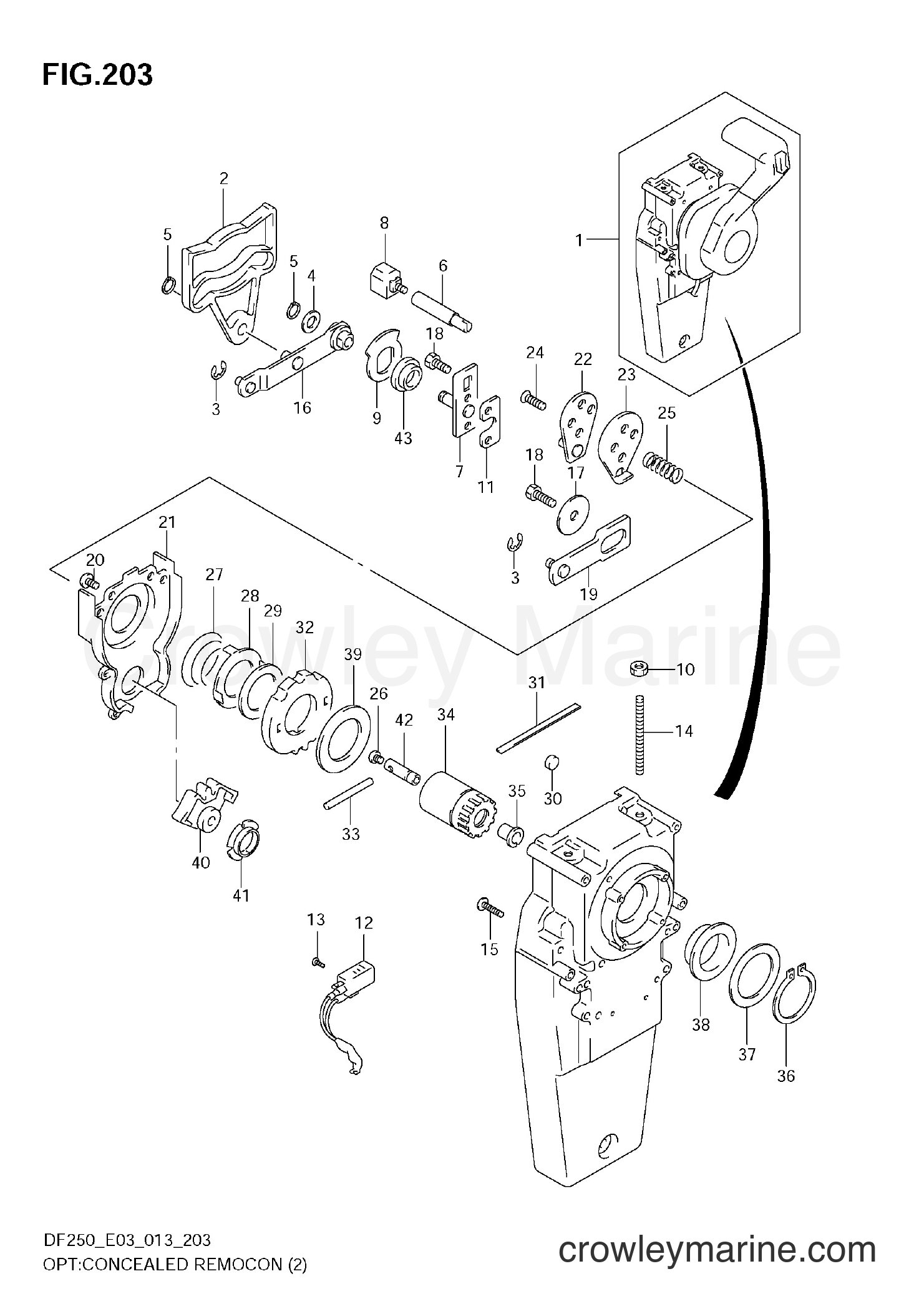 OPT:CONCEALED REMOCON (2) - Serial Range Four-Stroke Outboard 200 DF200 ...