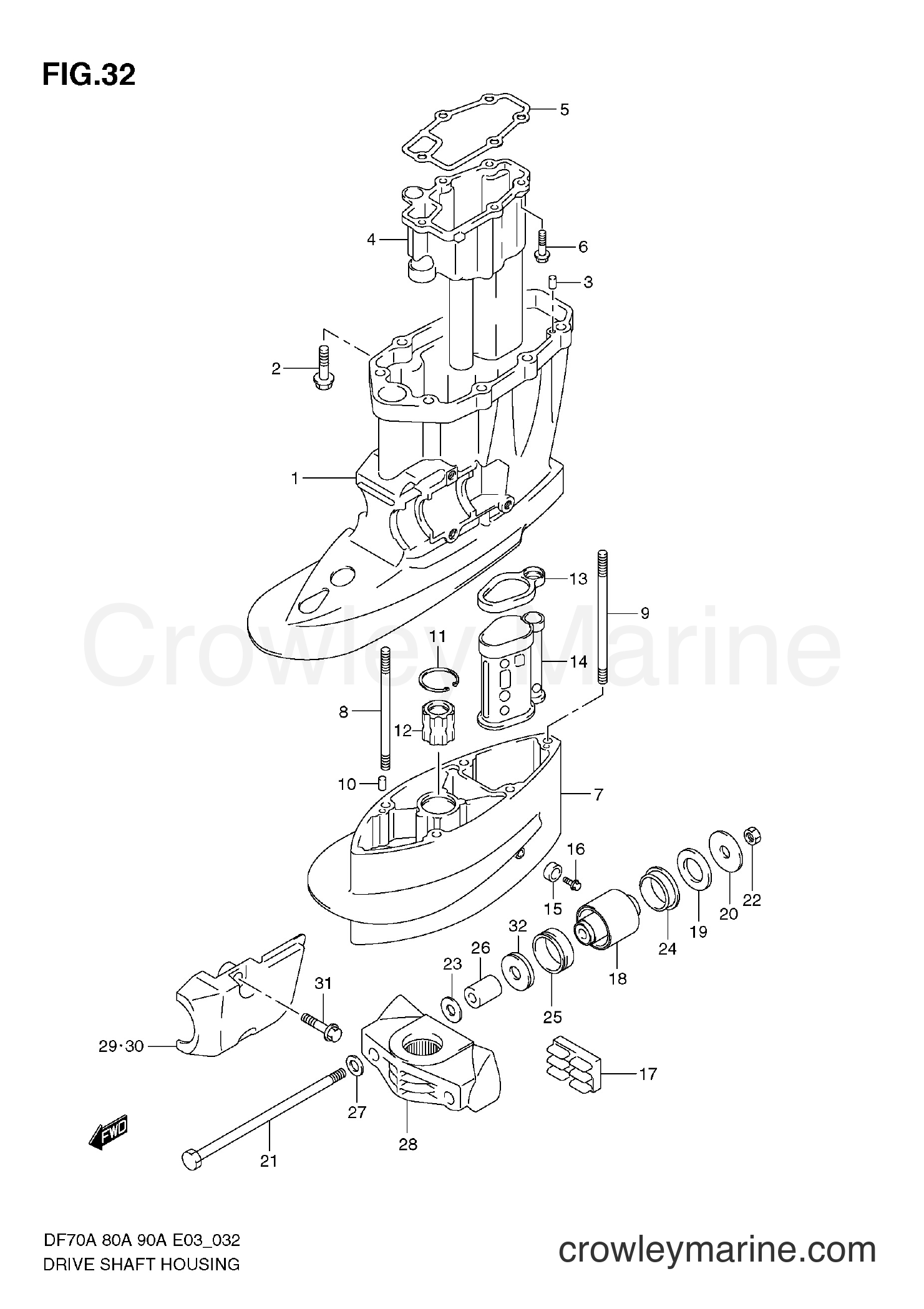 DRIVE SHAFT HOUSING - 2009 Four-Stroke Outboard 70 DF70A | Crowley Marine