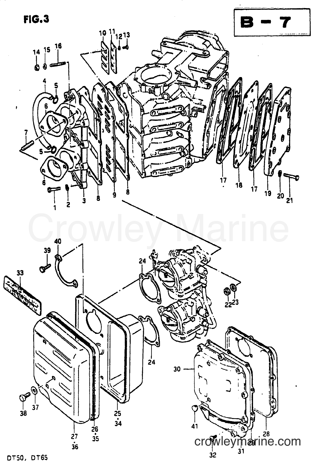 INLET CASE / EXHAUST COVER - 1980 Two-Stroke Outboard 65 DT65 | Crowley ...
