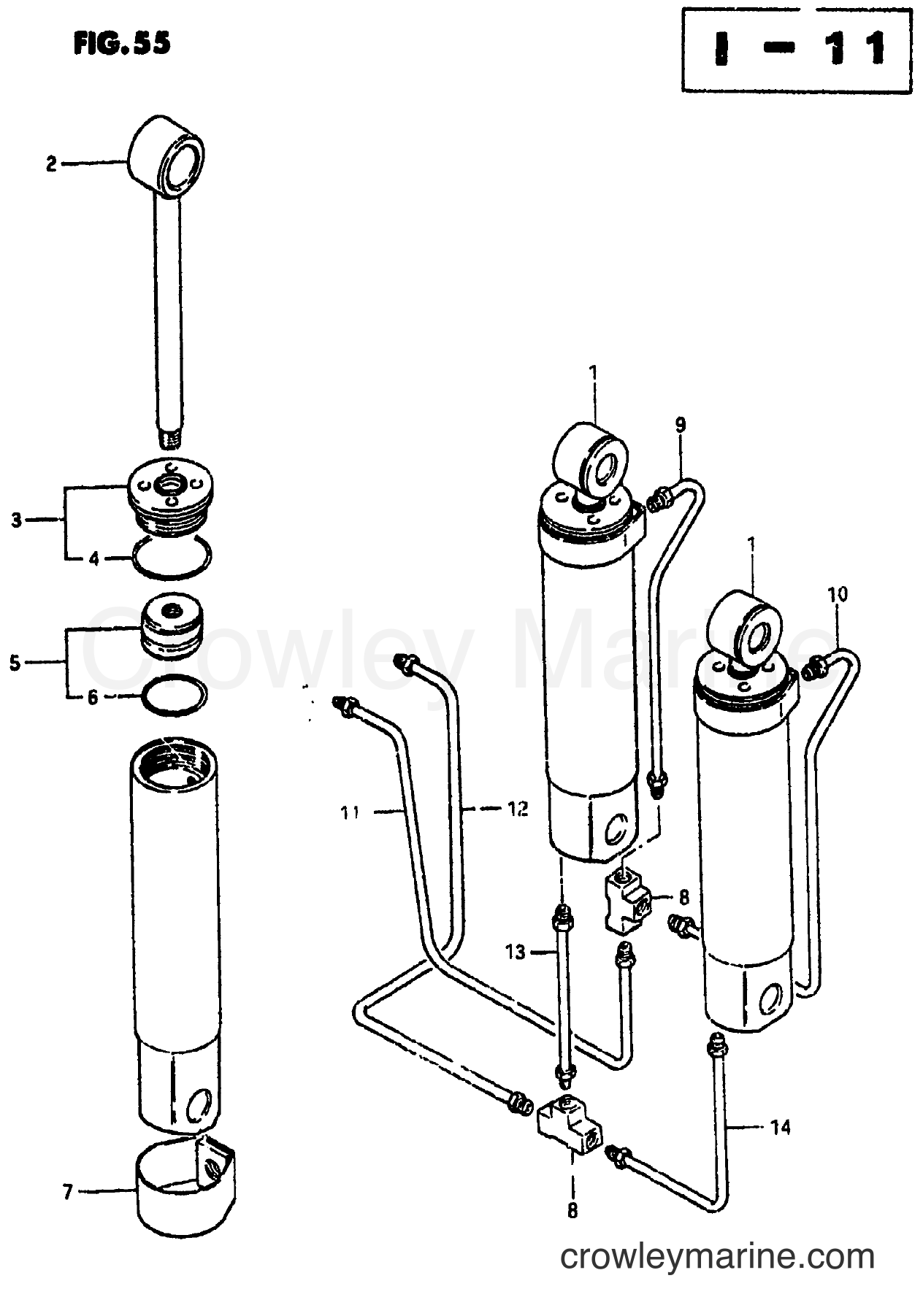 TRIM CYLINDER - 1977 Two-Stroke Outboard 50 DT50 | Crowley Marine