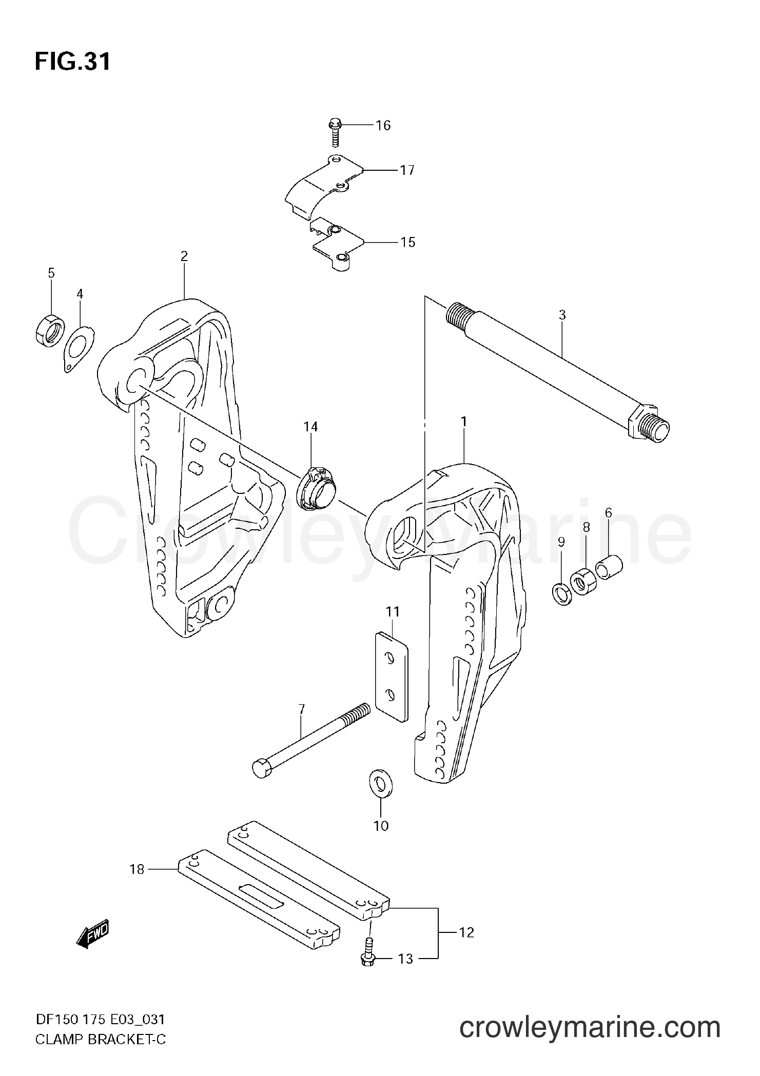 CLAMP BRACKET - 2006 Four-Stroke Outboard 150 DF150 | Crowley Marine