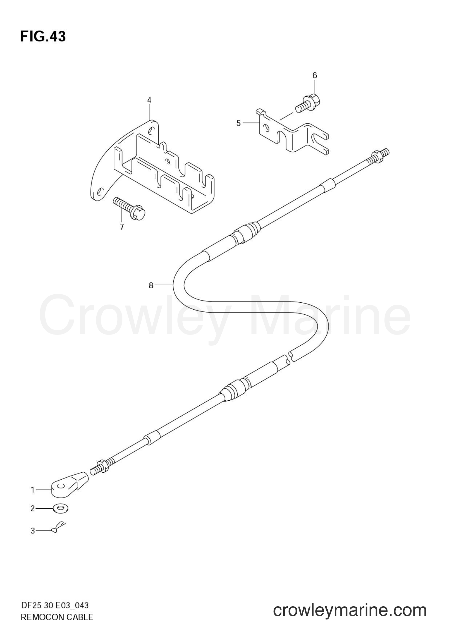 REMOCON CABLE - 2000 Four-Stroke Outboard 25 DF25 | Crowley Marine