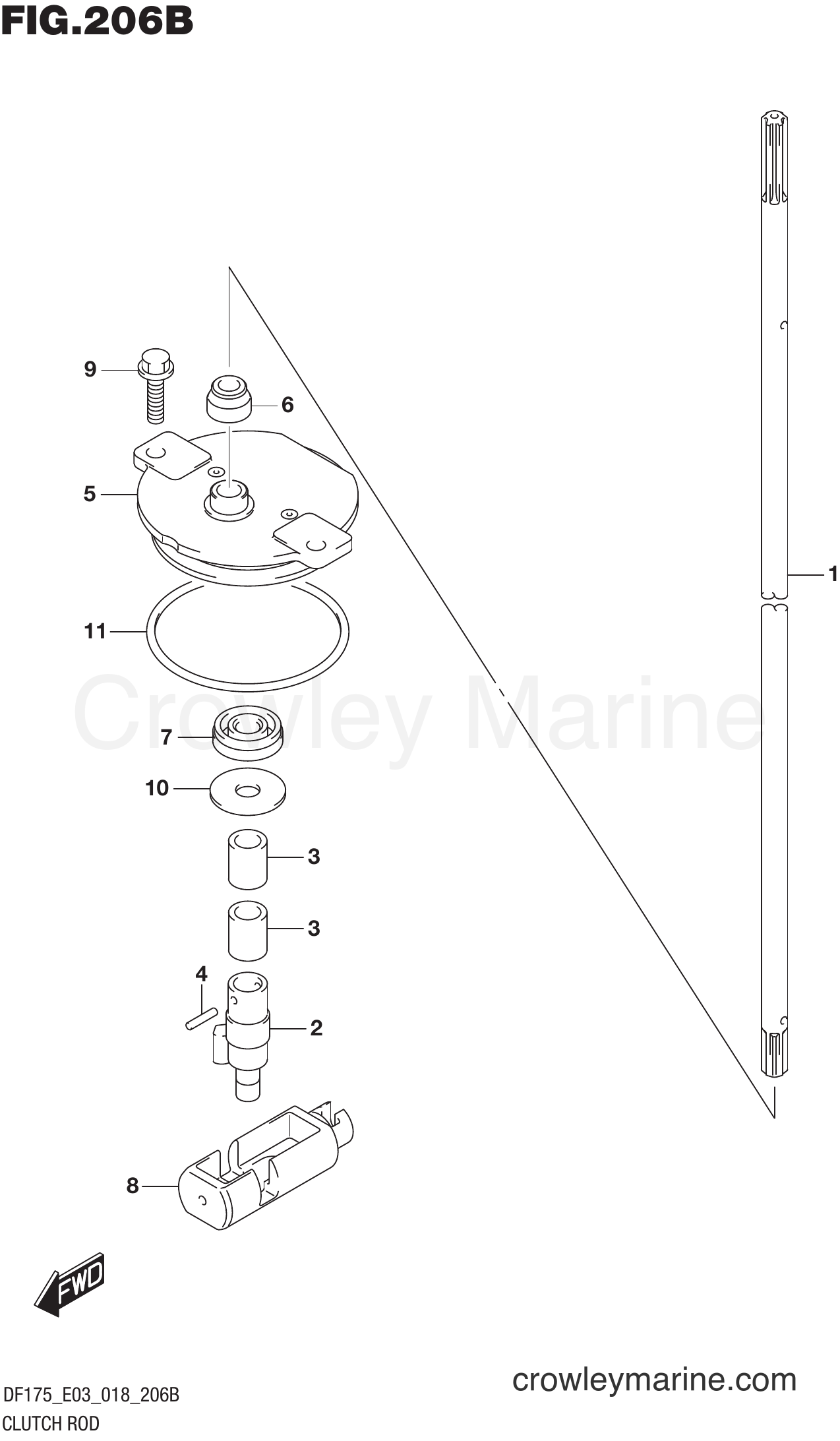 CLUTCH ROD (DF150Z)(DF175Z) - 2018 Four-Stroke Outboard 150 DF150ST | Crowley Marine