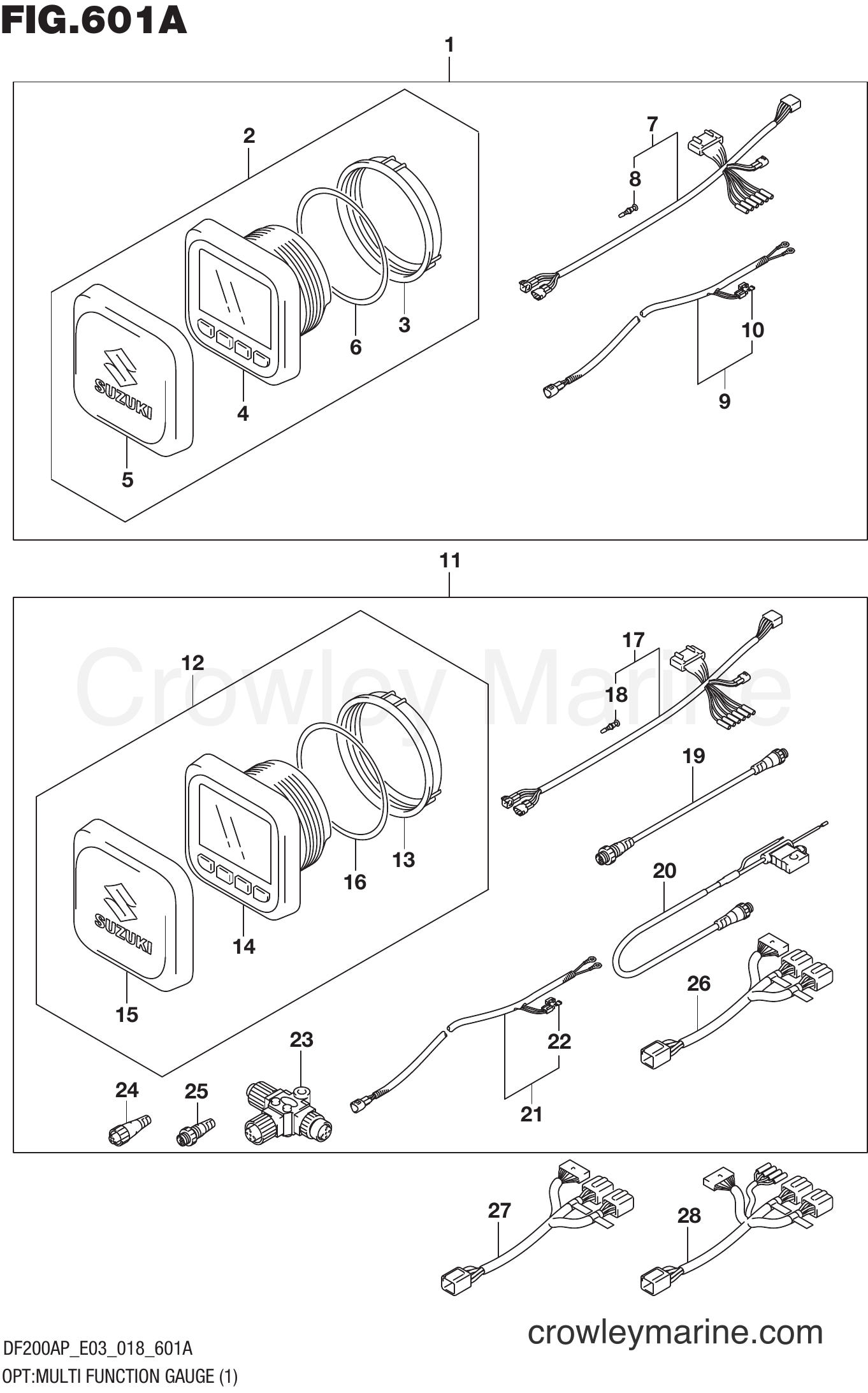 OPT:MULTI FUNCTION GAUGE (1) - Serial Range Four-Stroke Outboard 150 DF150AP 810001~ | Crowley ...