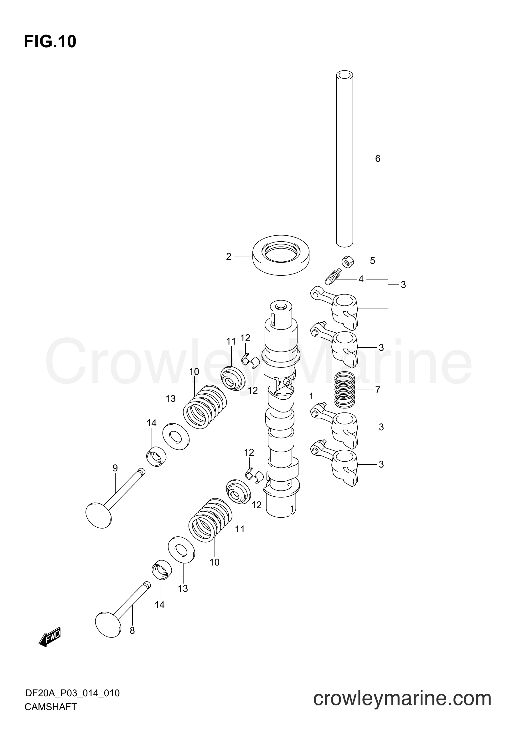 CAMSHAFT (DF20A P03) - Serial Range Four-Stroke Outboard 15 DF15A ...