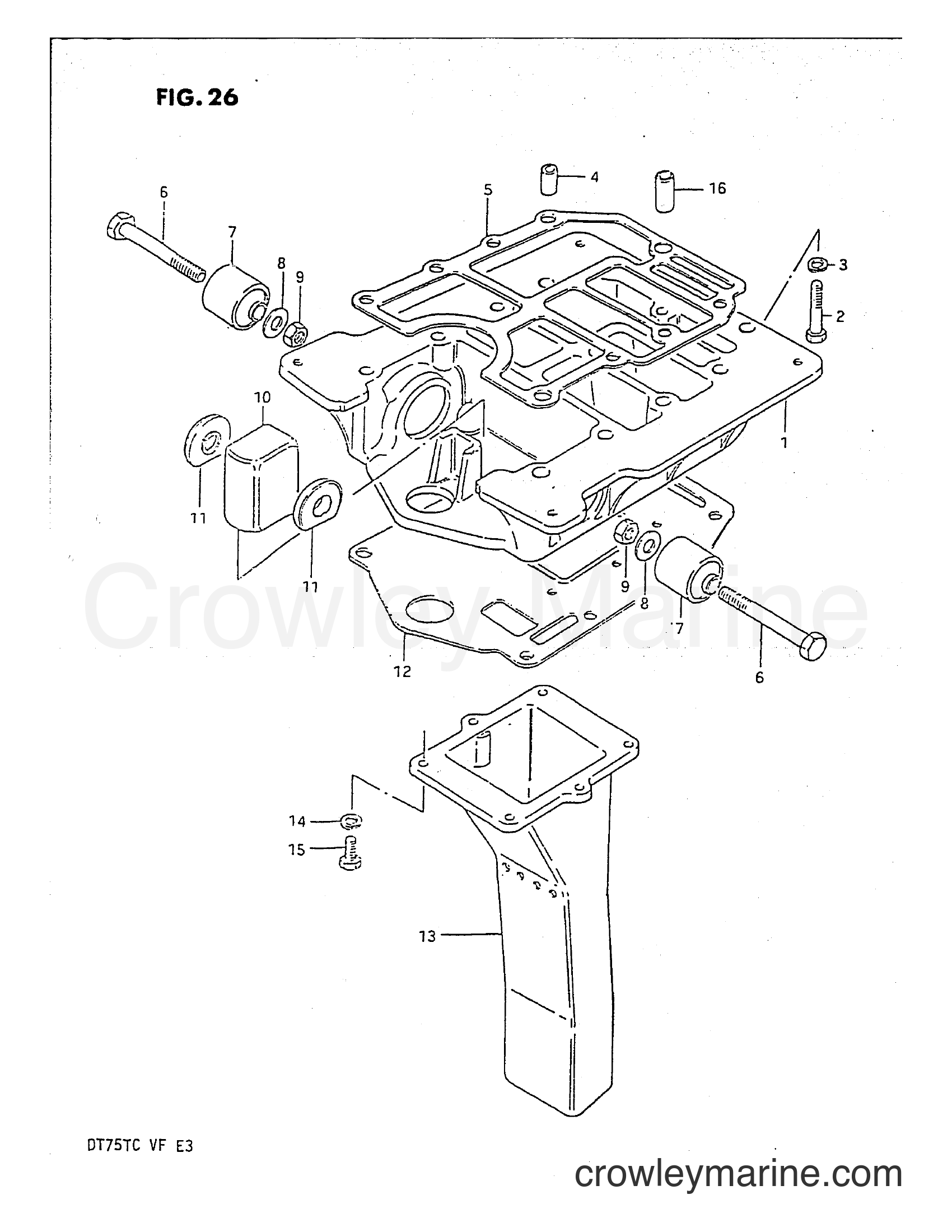 ENGINE HOLDER - 1983 Two-Stroke Outboard 75 DT75 | Crowley Marine