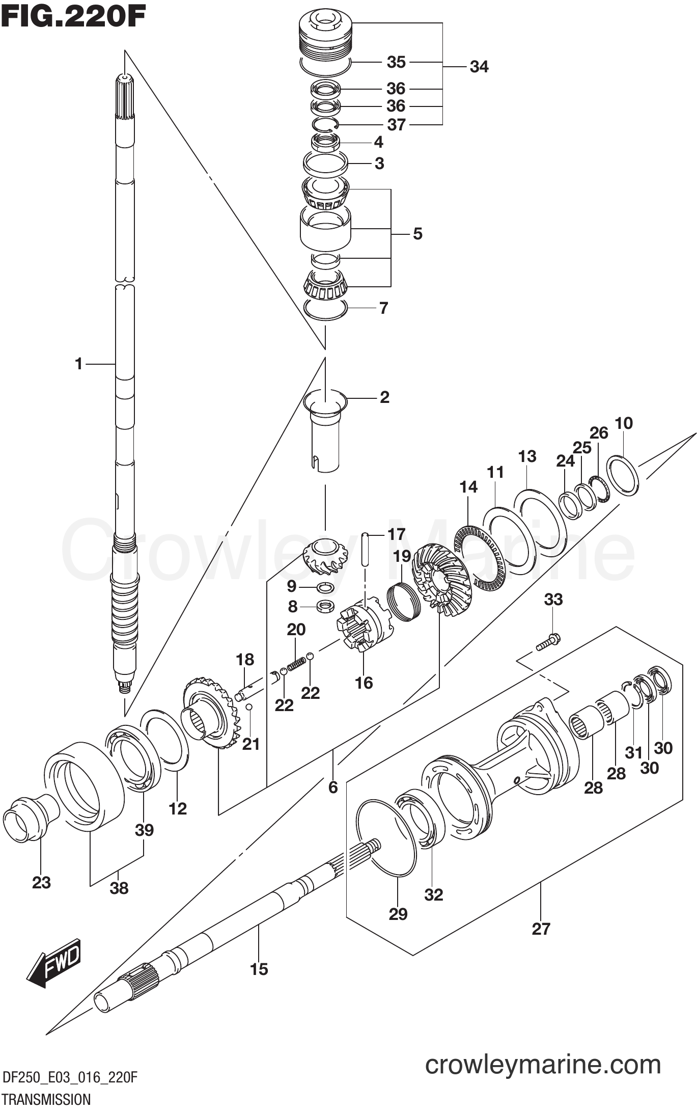 TRANSMISSION (DF250Z E03) - Serial Range Four-Stroke Outboard 250 ...