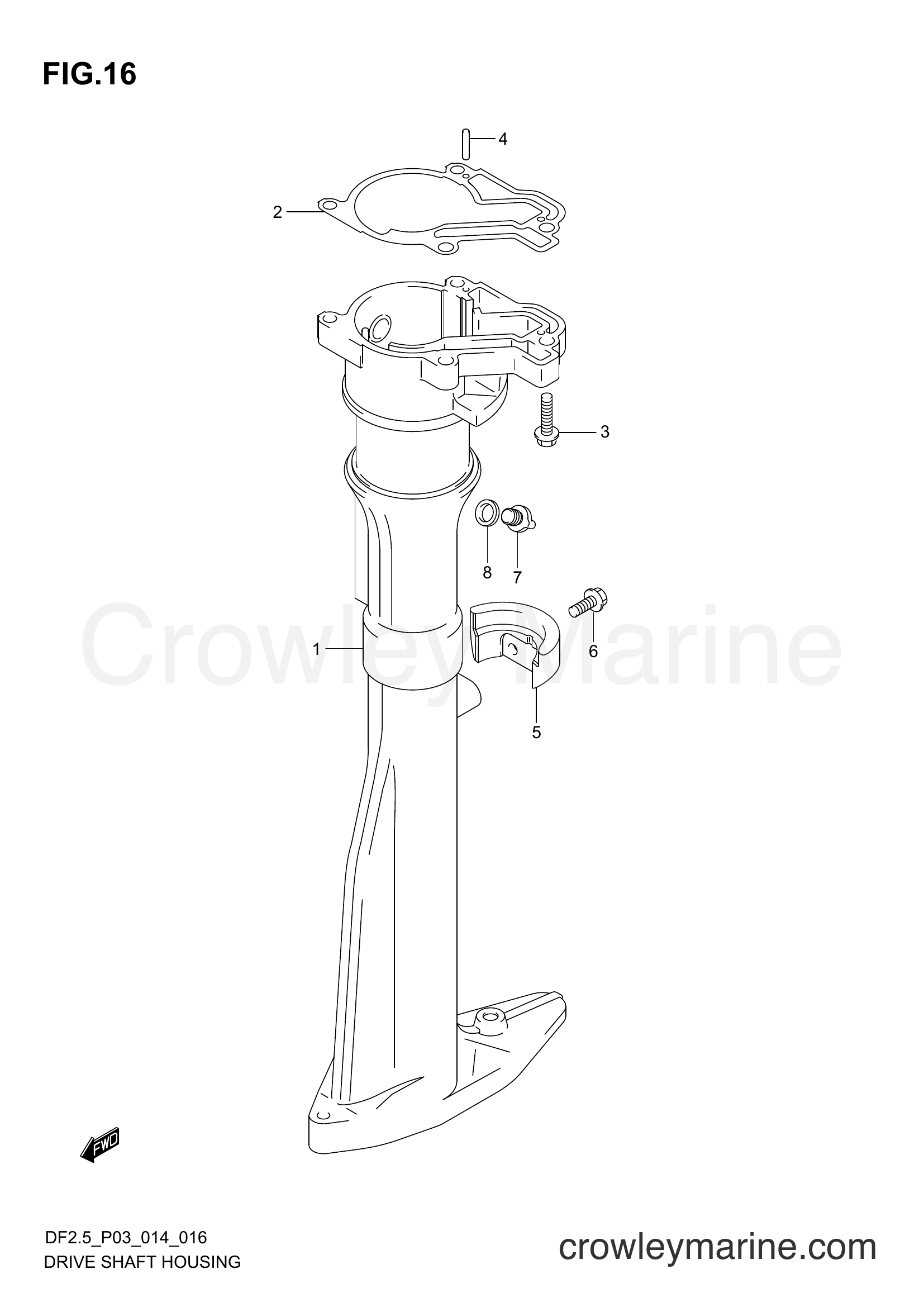 DRIVE SHAFT HOUSING - Serial Range Four-Stroke Outboard 2.5 DF2.5 ...