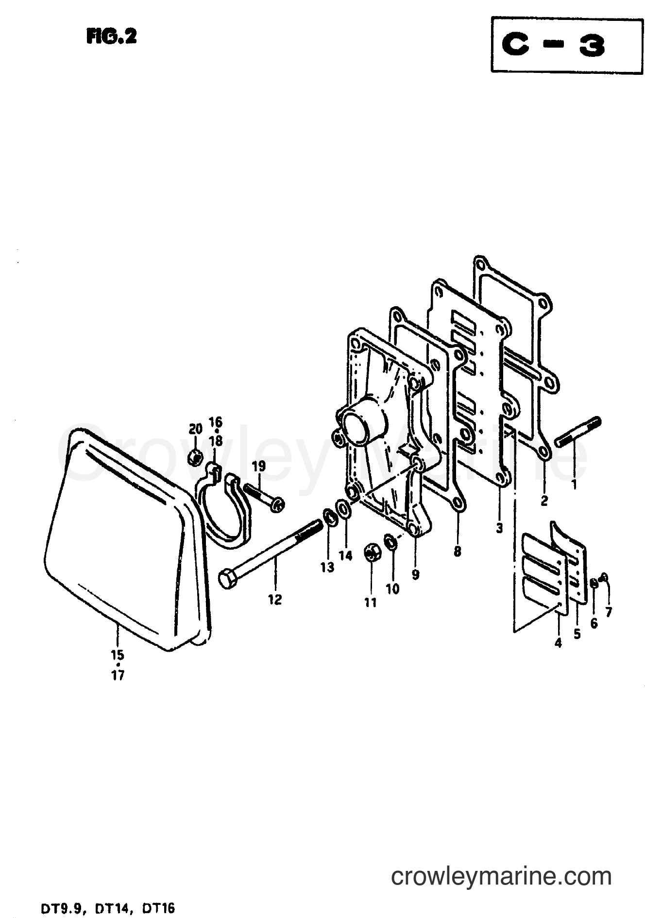 INLET CASE - REED VALVE - 1977 Two-Stroke Outboard 14 DT14 | Crowley Marine