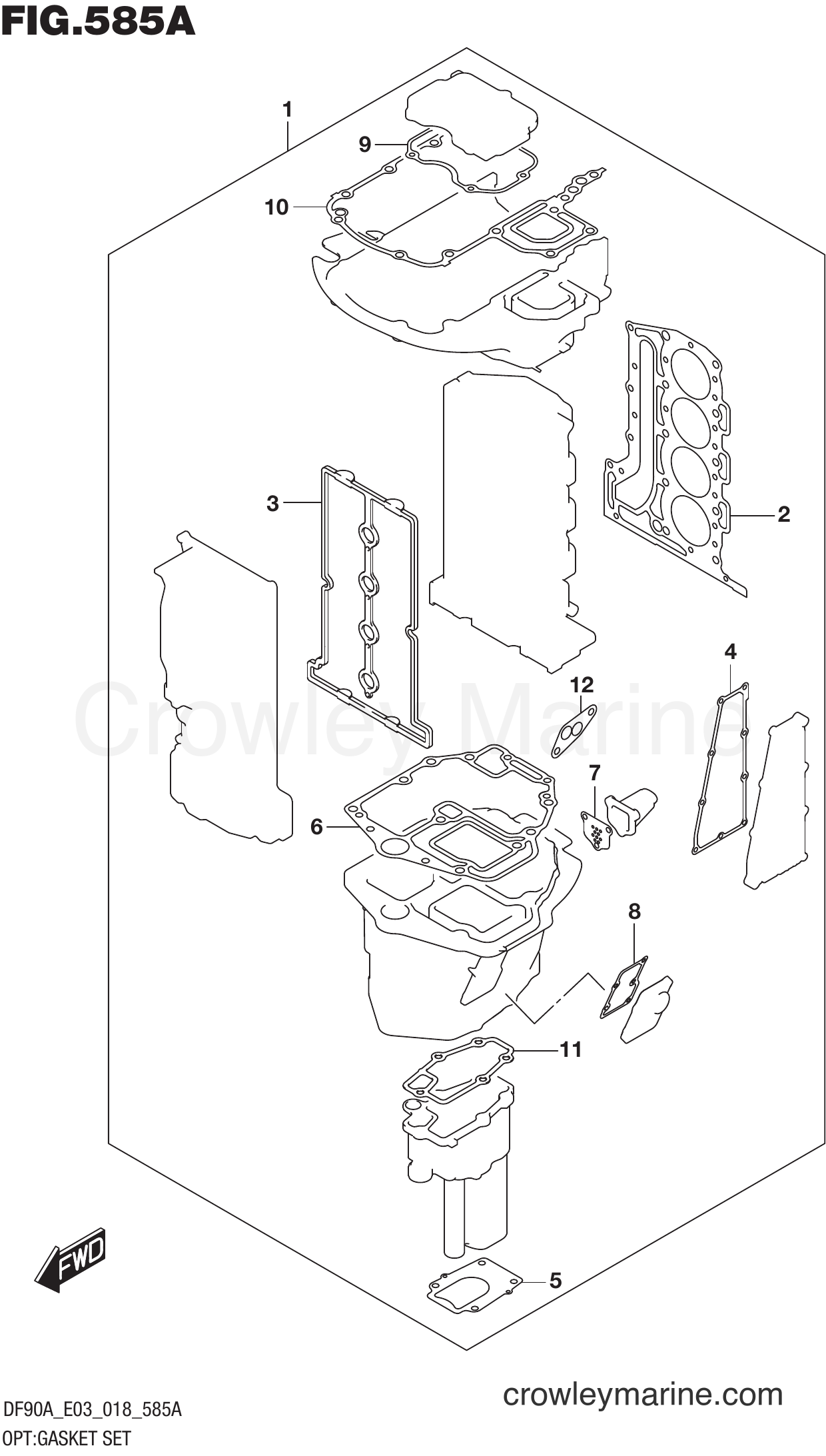 OPT:GASKET SET - Serial Range Four-Stroke Outboard 70 DF70A 810001 ...