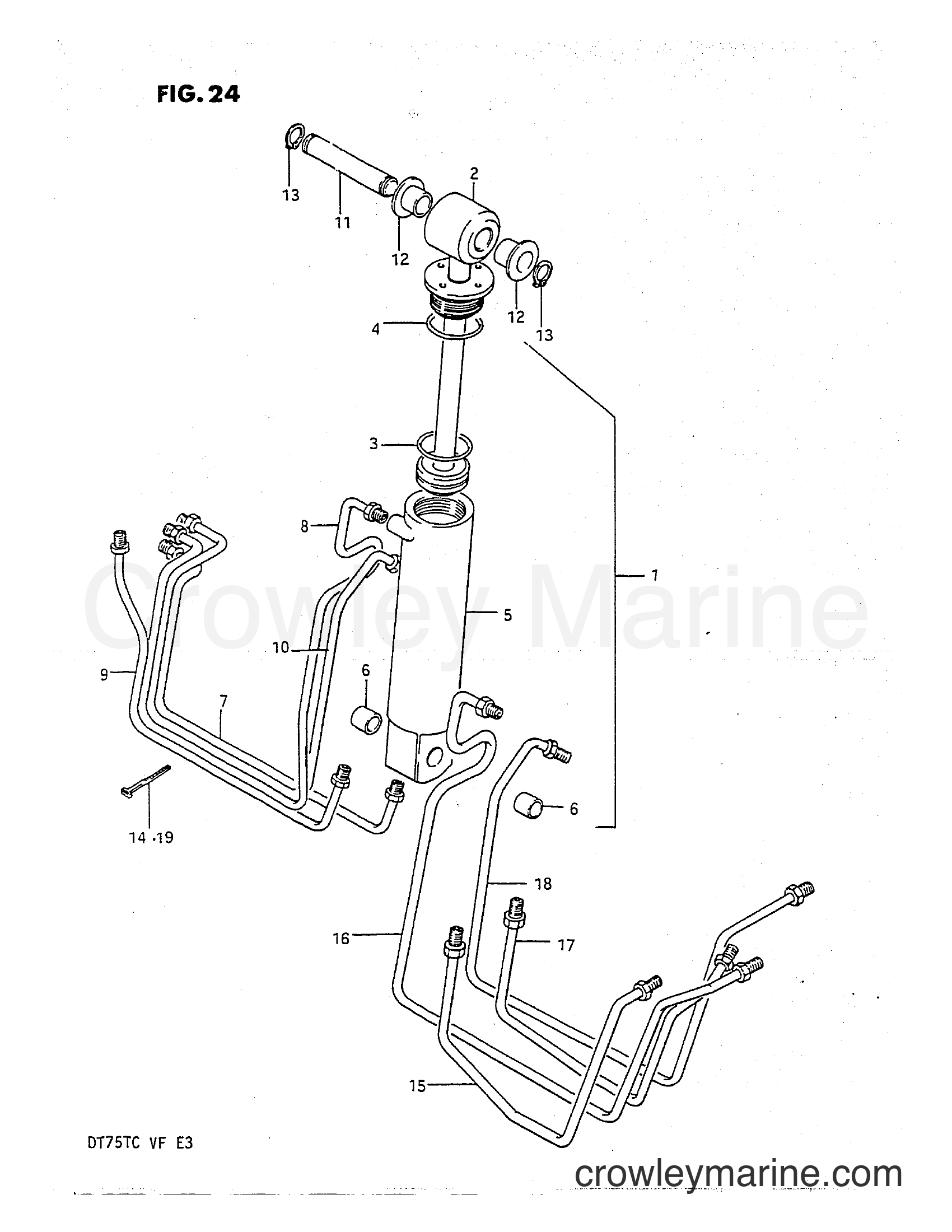 TILT CYLINDER (MODEL VE/VF) - 1983 Two-Stroke Outboard 75 DT75 ...