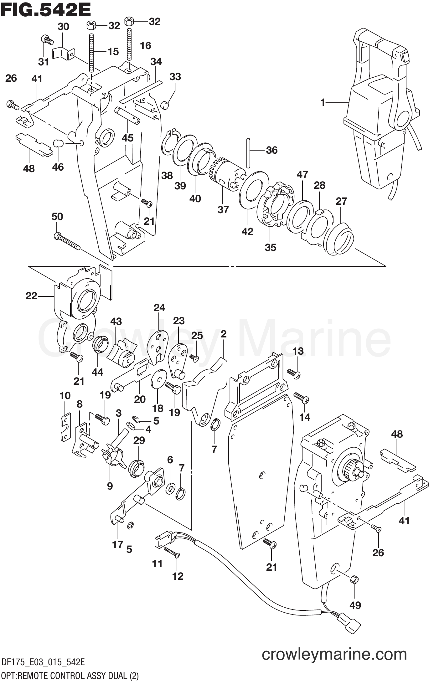 OPT:REMOTE CONTROL ASSY DUAL (2) (DF150ST E03) - Serial Range Four-Stroke Outboard 150 DF150 ...