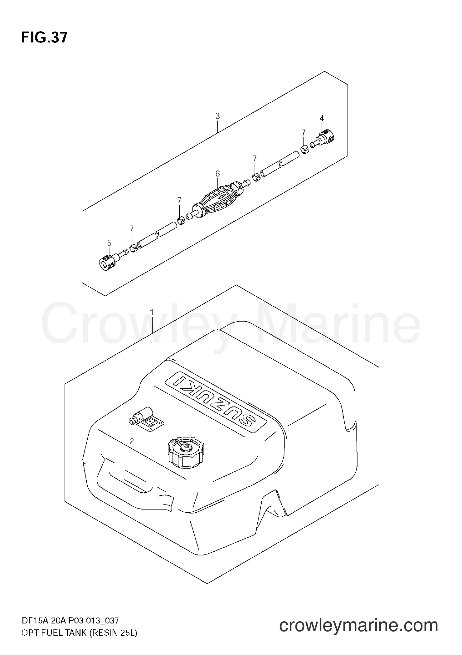 OPT:FUEL TANK (RESIN 25L) - Serial Range Four-Stroke Outboard 15 DF15A ...