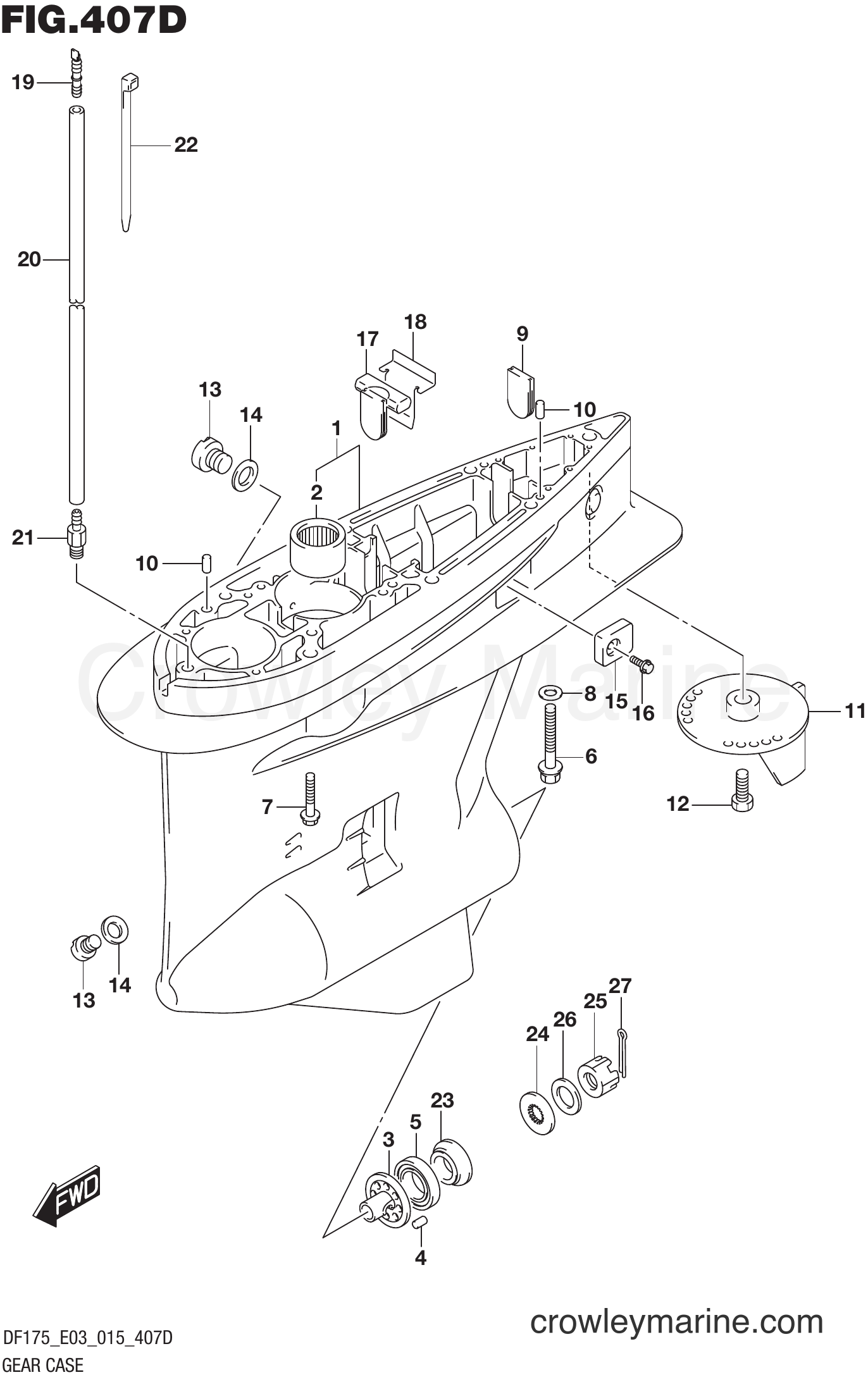 GEAR CASE (DF150ZG E03) - Serial Range Four-Stroke Outboard 150 DF150 51001~ | Crowley Marine
