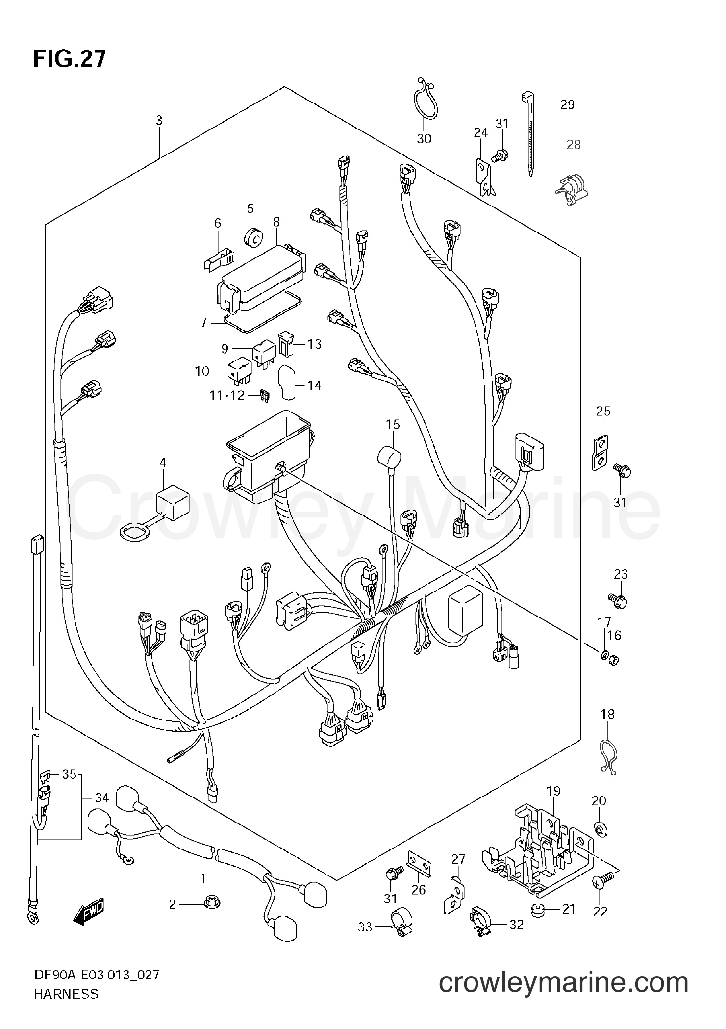 HARNESS - Serial Range Four-Stroke Outboard 70 DF70A 07003F-310001 ...
