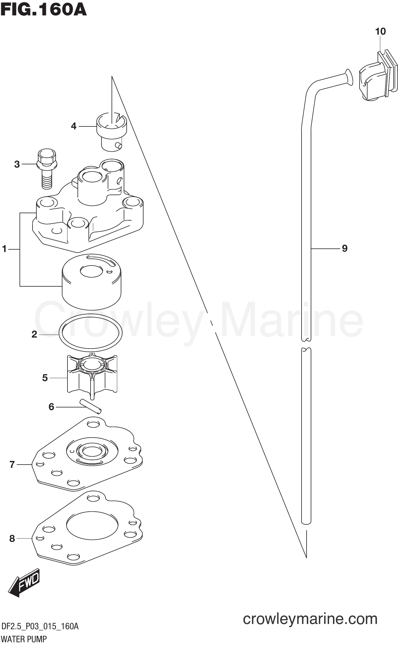 WATER PUMP - Serial Range Four-Stroke Outboard 2.5 DF2.5 00252F-510001 ...