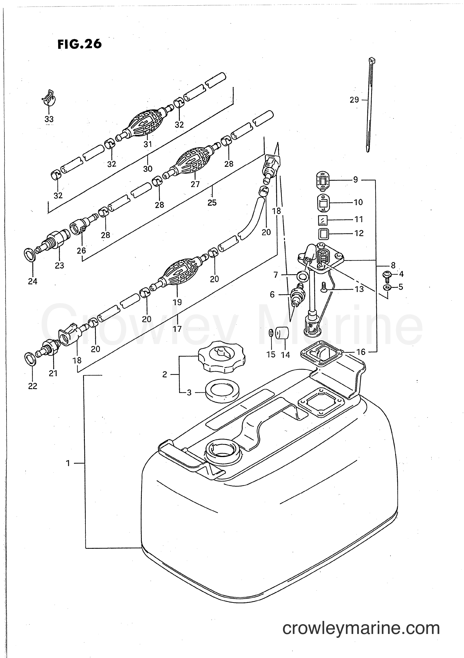 FUEL TANK - 1989 Two-Stroke Outboard 140 PU140 | Crowley Marine