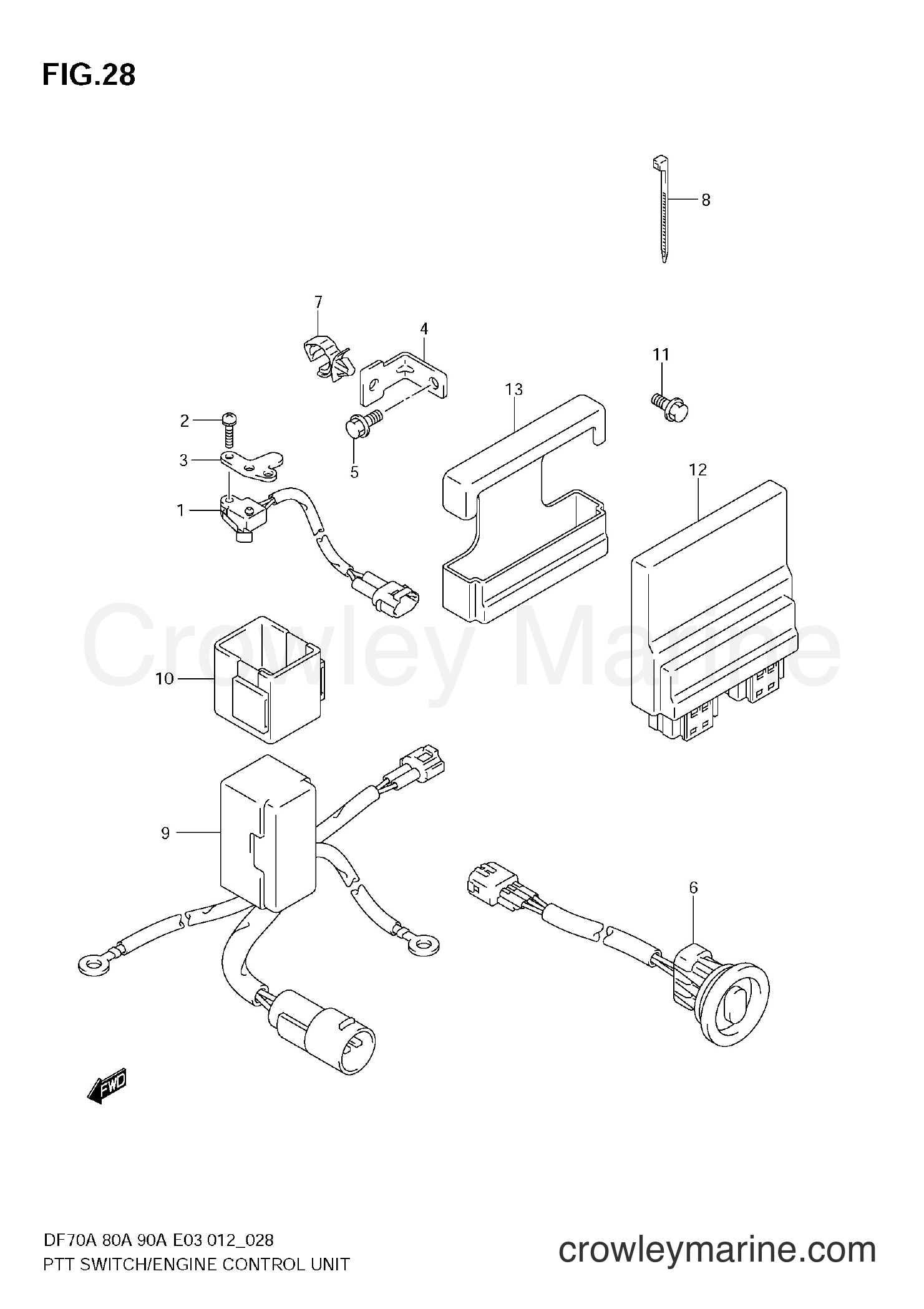 PTT SWITCH / ENGINE CONTROL UNIT (DF70A) - Serial Range Four-Stroke ...