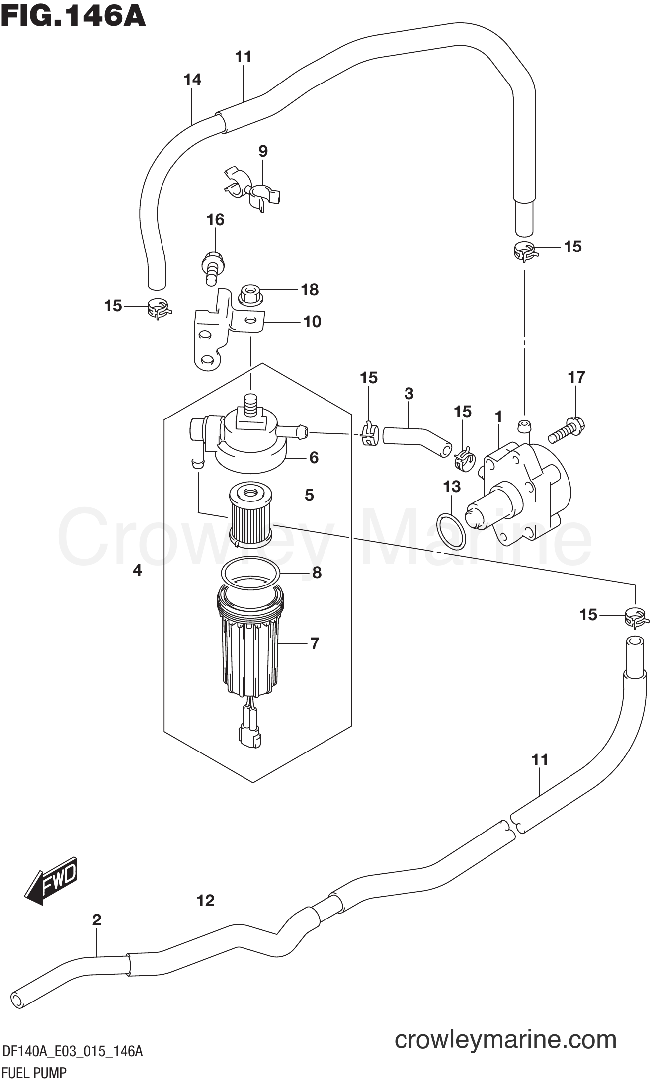 FUEL PUMP - Serial Range Four-Stroke Outboard 100 DF100A 510001 ...
