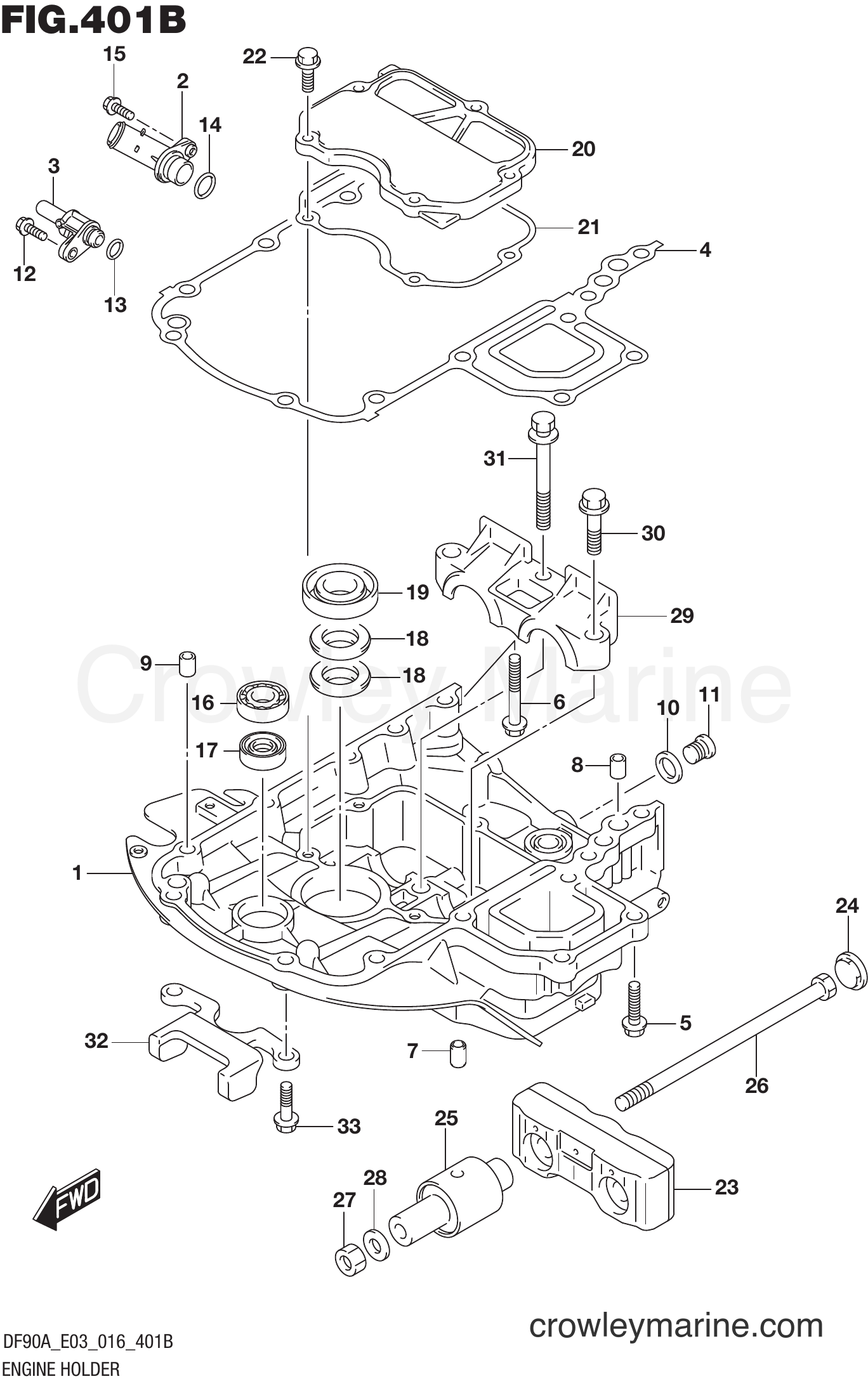 ENGINE HOLDER (DF80A E03) - Serial Range Four-Stroke Outboard 70 DF70A 610001~ | Crowley Marine