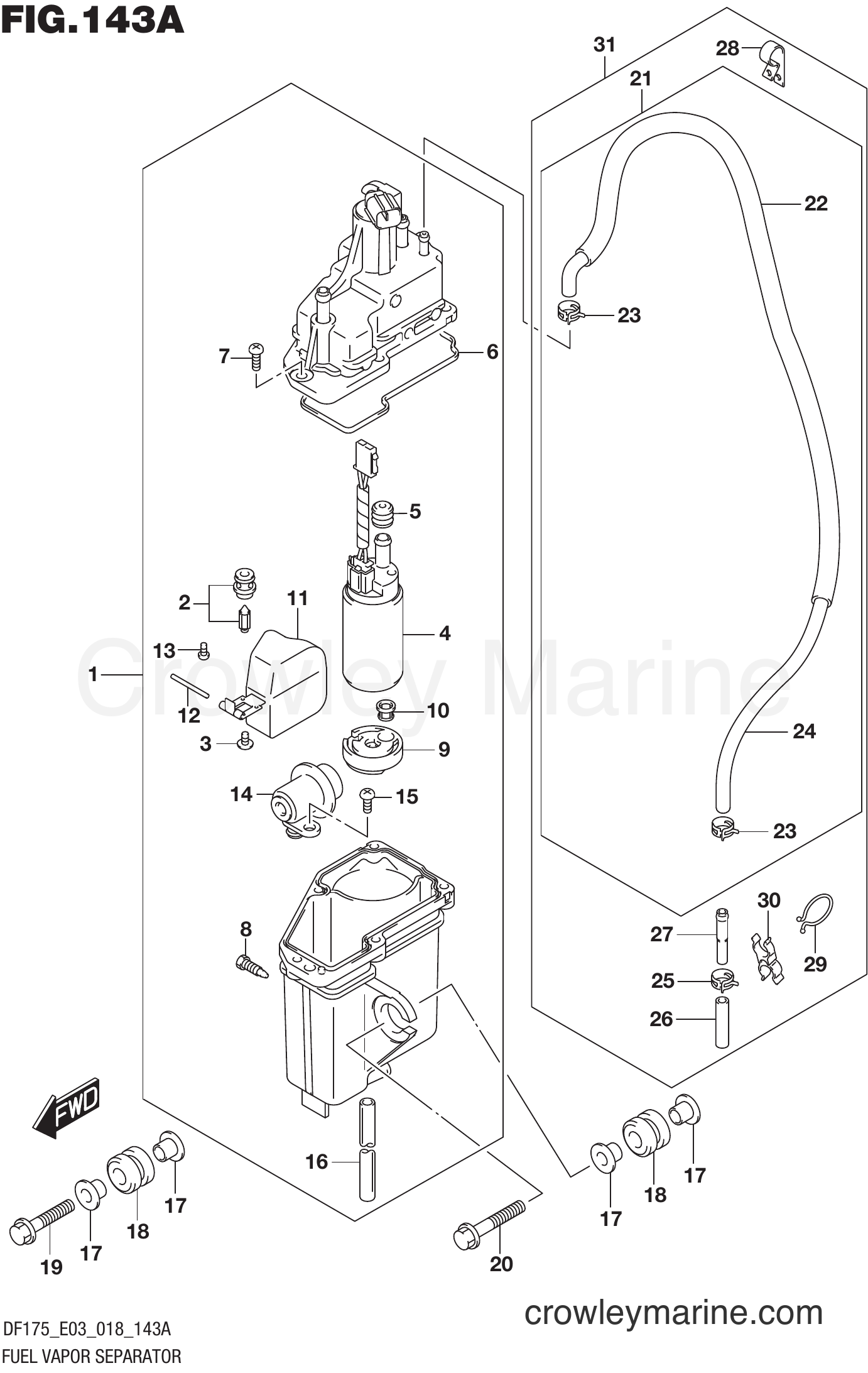 FUEL VAPOR SEPARATOR - 2018 Four-Stroke Outboard 150 DF150ST | Crowley Marine