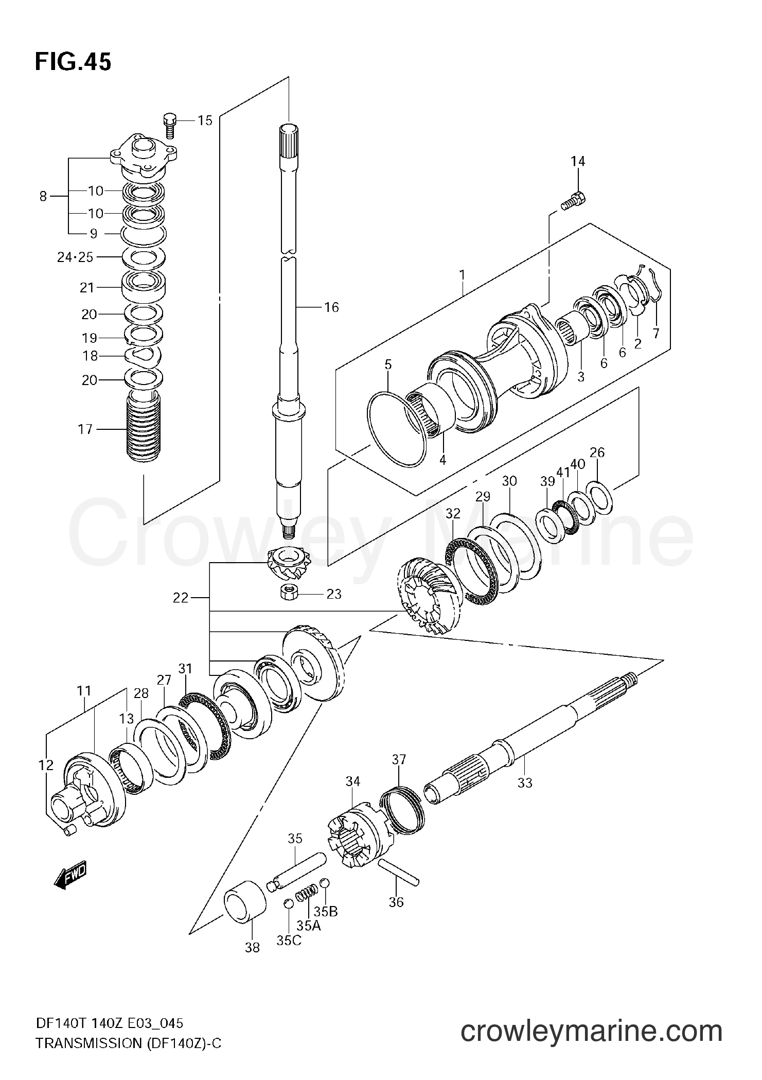TRANSMISSION (COUNTER ROTATION)(DF140Z) - 2002 Four-Stroke Outboard 140 ...