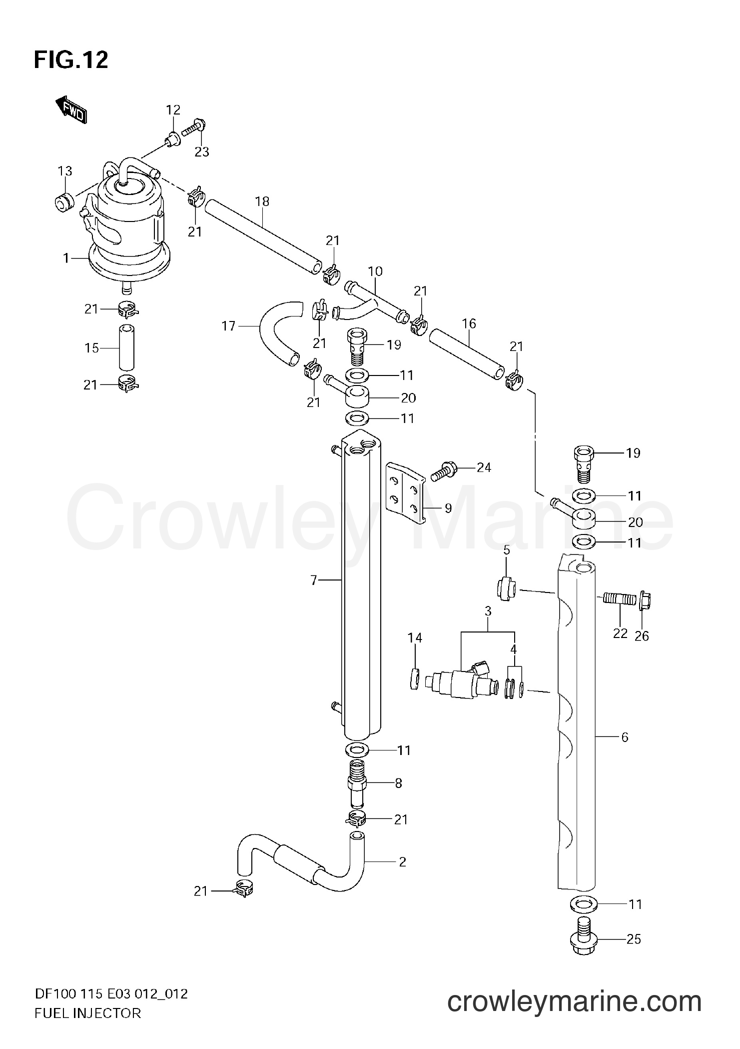 FUEL INJECTOR - Serial Range Four-Stroke Outboard 115 DF115 11502Z ...