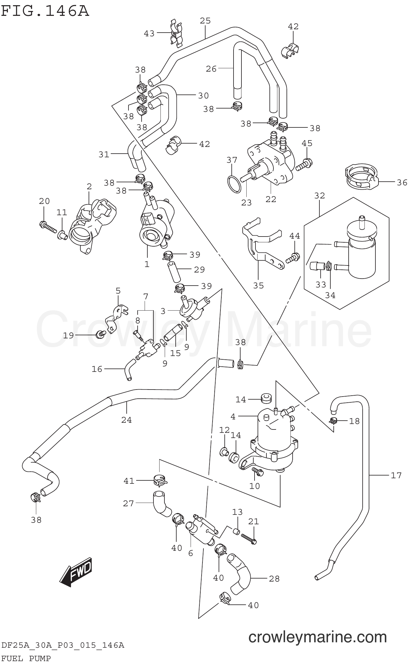 FUEL PUMP - Serial Range Four-Stroke Outboard 25 DF25A 510001 ...