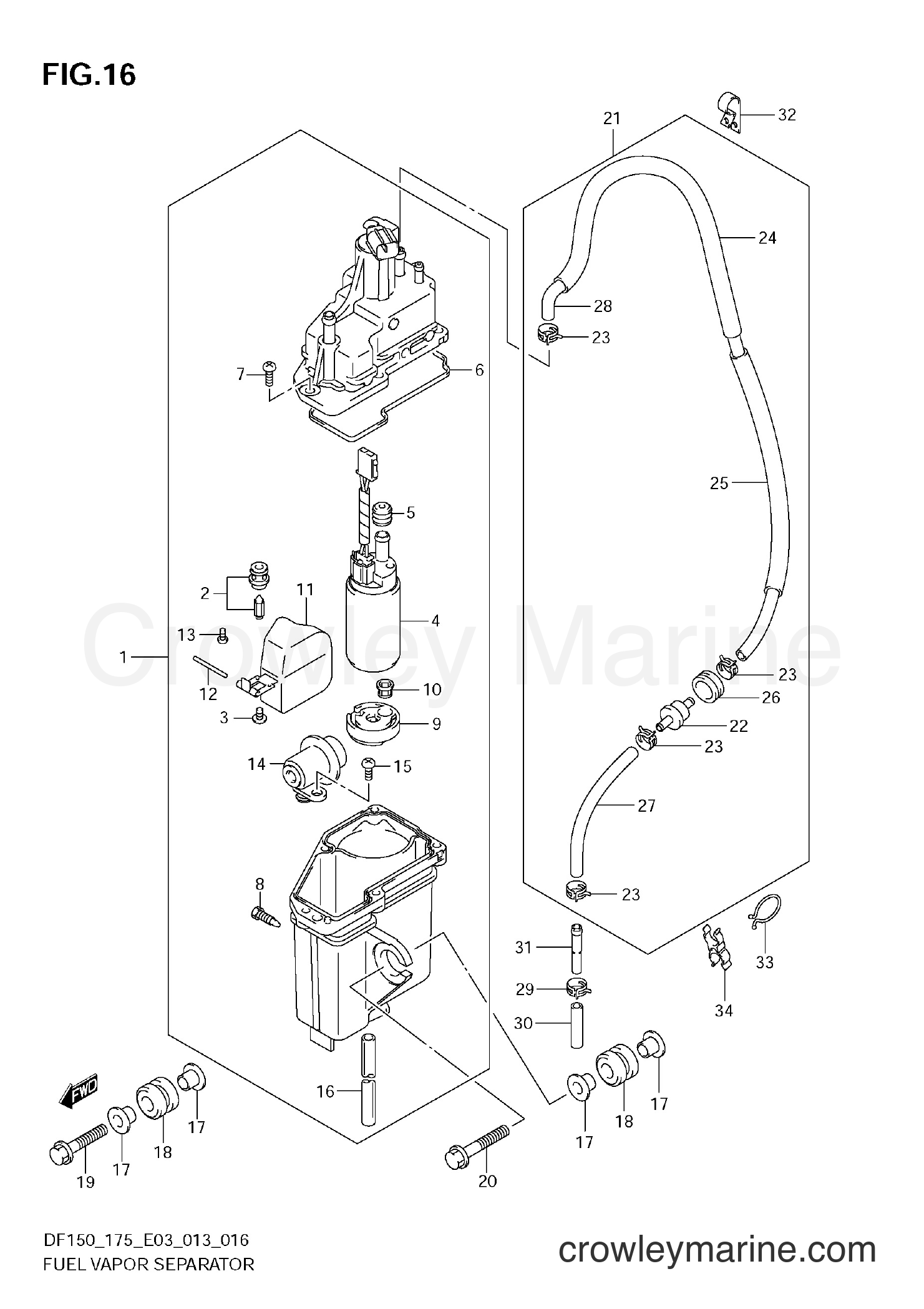 FUEL VAPOR SEPARATOR - Serial Range Four-Stroke Outboard 150 DF150 310001~ | Crowley Marine