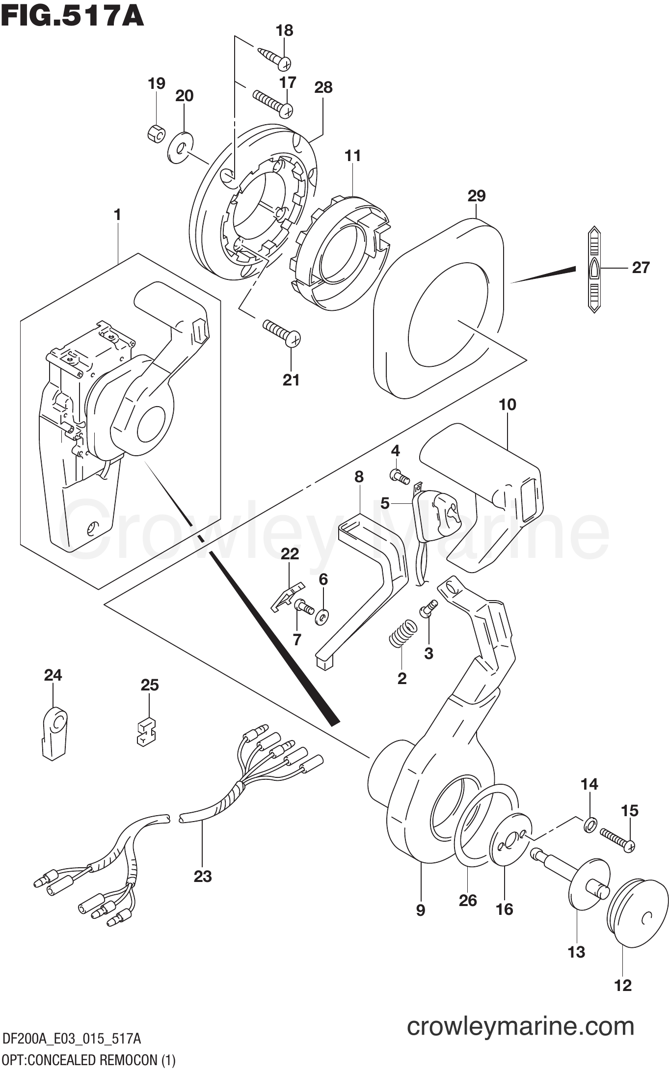 OPT:CONCEALED REMOCON (1) - Serial Range Four-Stroke Outboard 200 ...