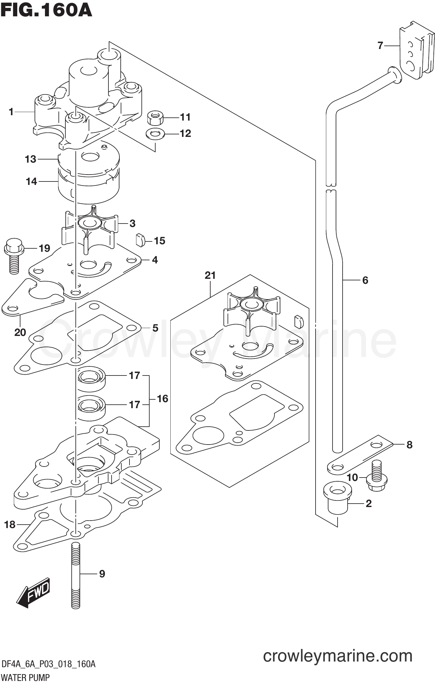 WATER PUMP - Serial Range Four-Stroke Outboard 4 DF4A 810001~ | Crowley ...