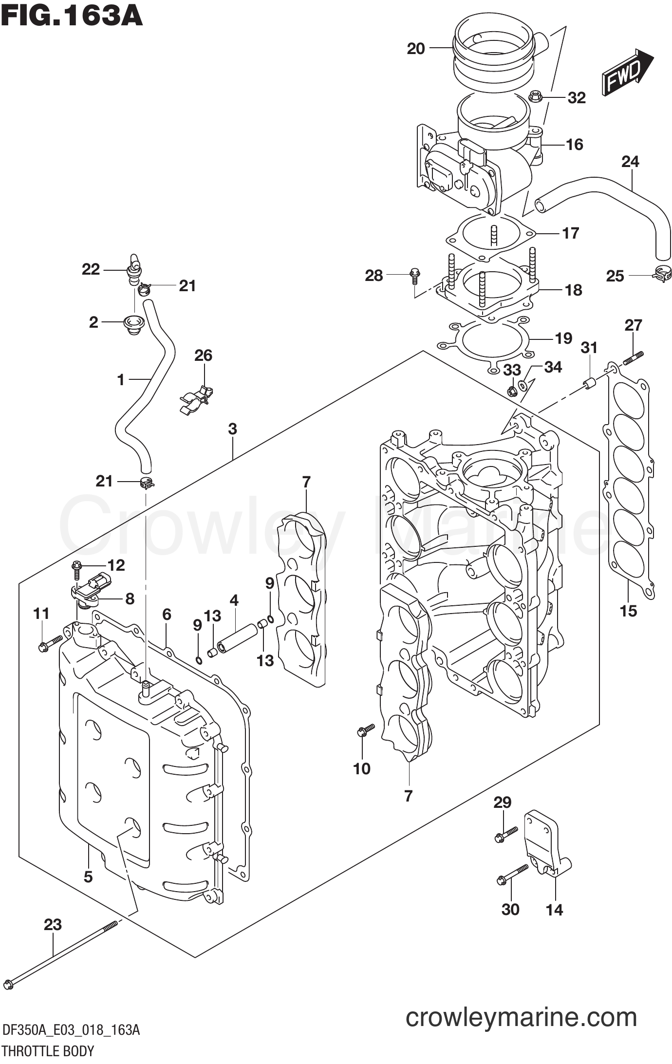 THROTTLE BODY - Serial Range Four-Stroke Outboard 350 DF350A 810001 ...