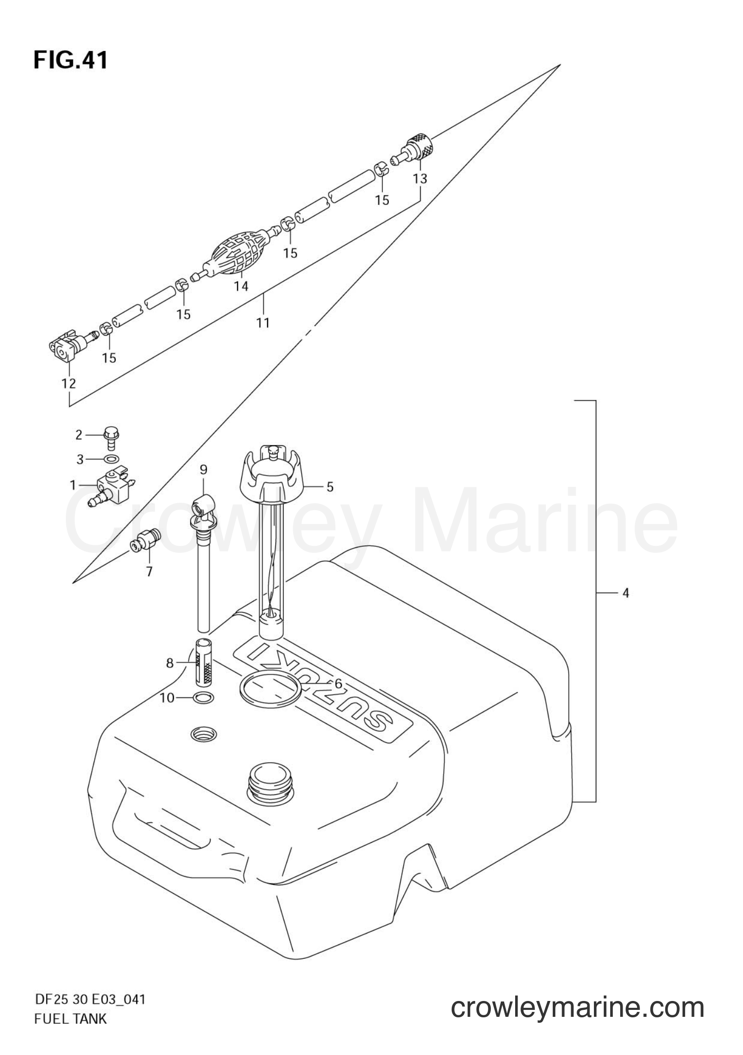 FUEL TANK (RESIN) - 2005 Four-Stroke Outboard 25 DF25 | Crowley Marine