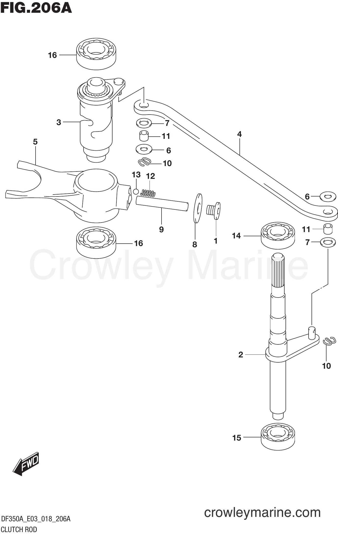 CLUTCH ROD - Serial Range Four-Stroke Outboard 350 DF350A 810001 ...